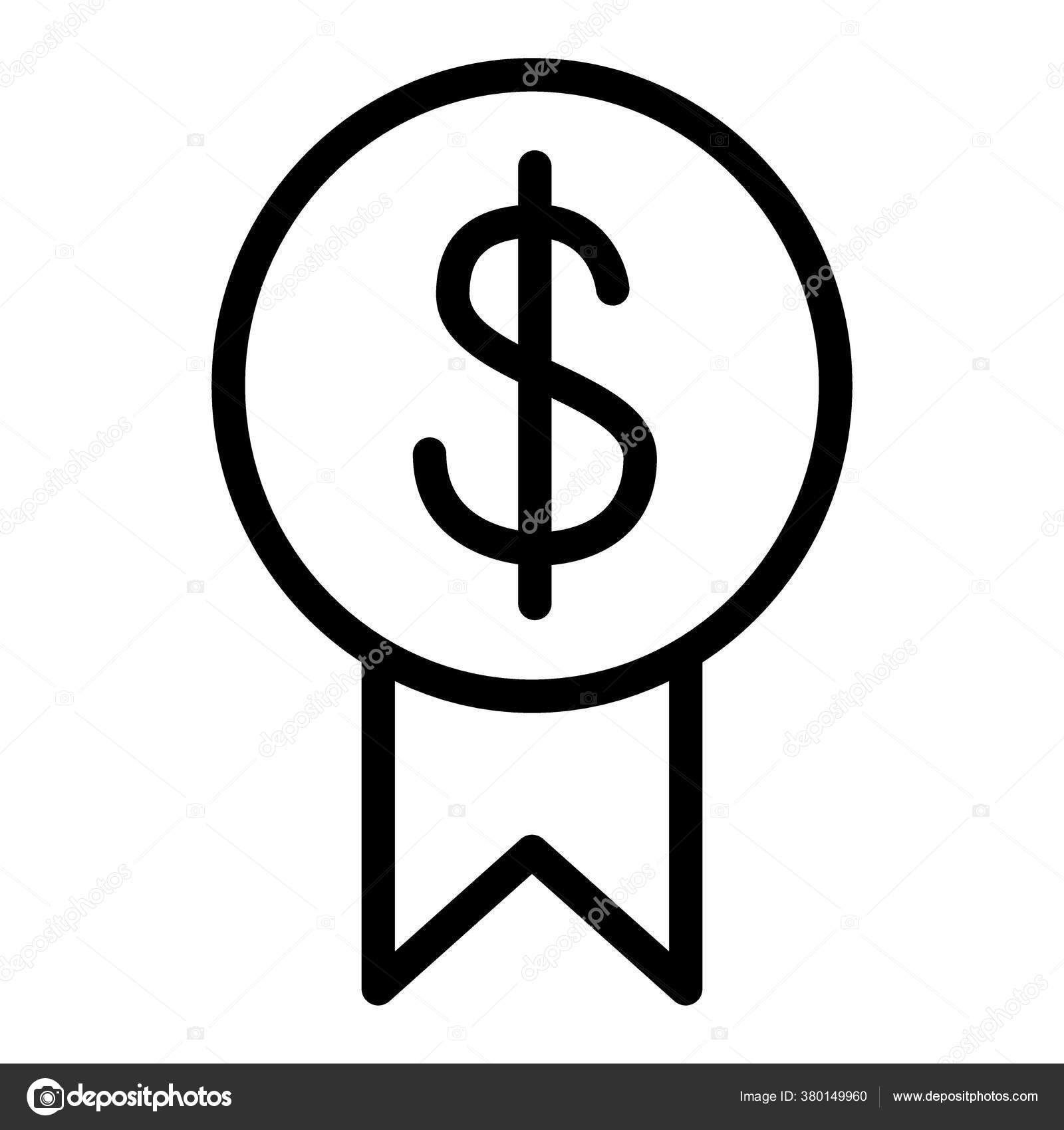 Dollar and ribbon line icon. Money vector illustration isolated on ...