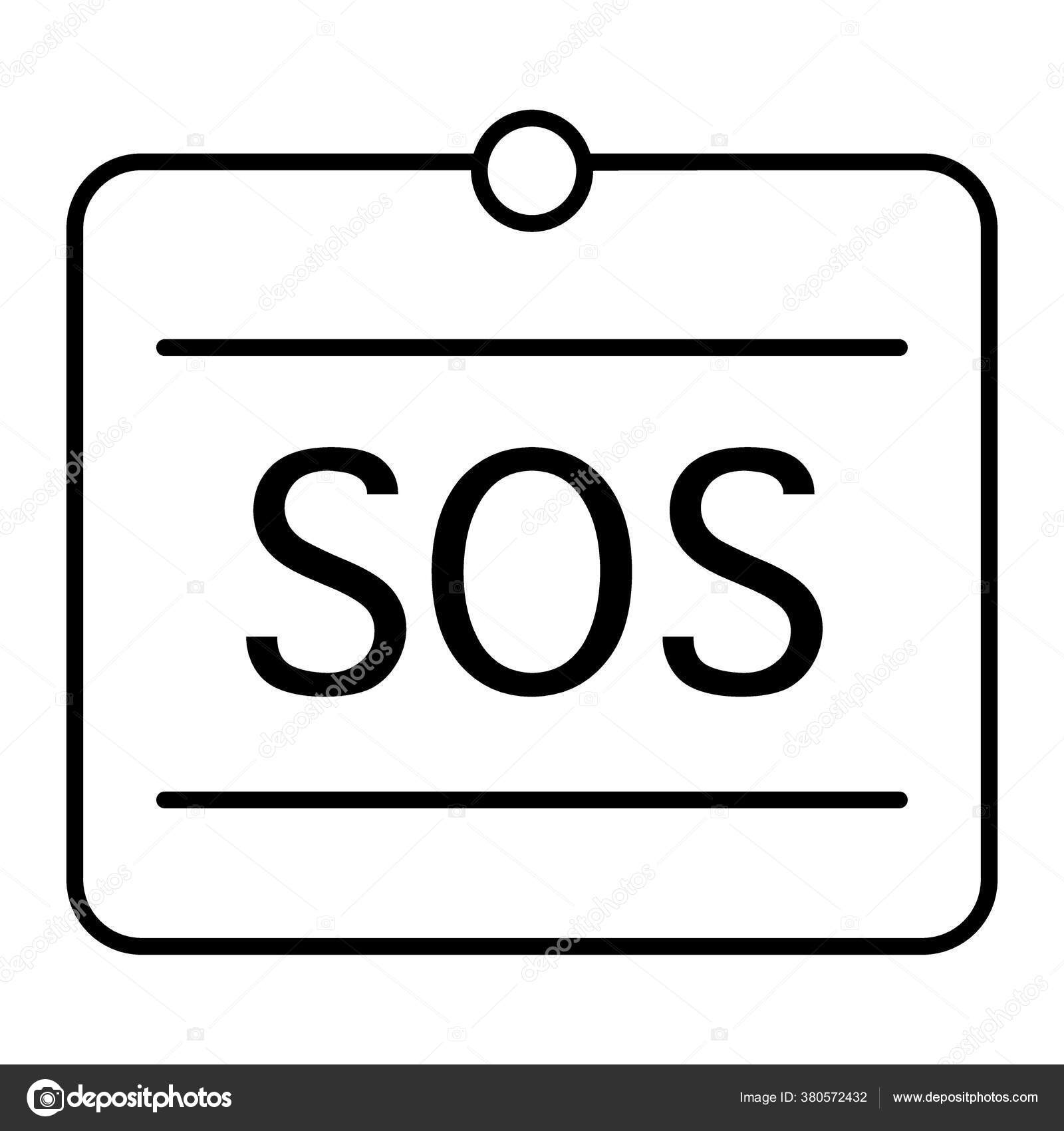 SOS thin line icon. Help sign vector illustration isolated on white ...