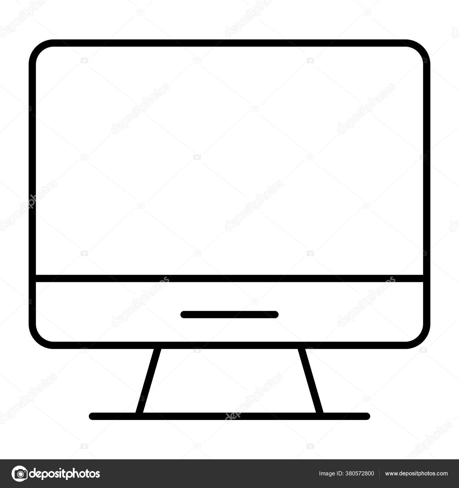 Computer thin line icon. Desktop vector illustration isolated on white. Monitor outline style ...