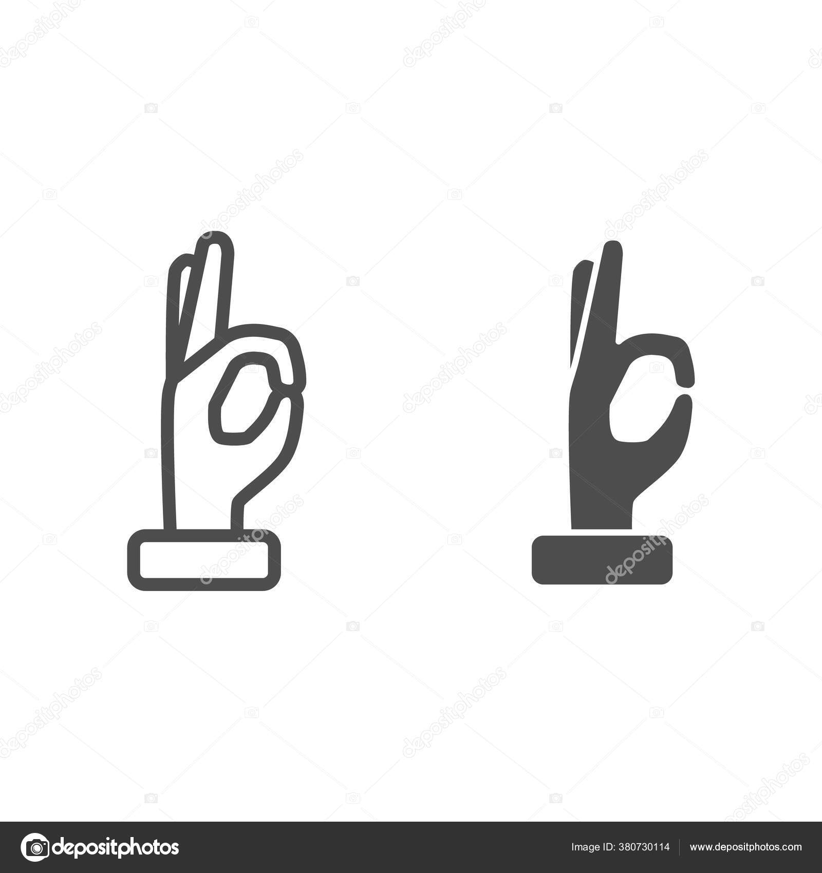 Gesture okay line and solid icon, hand gestures concept, ok hand symbol ...