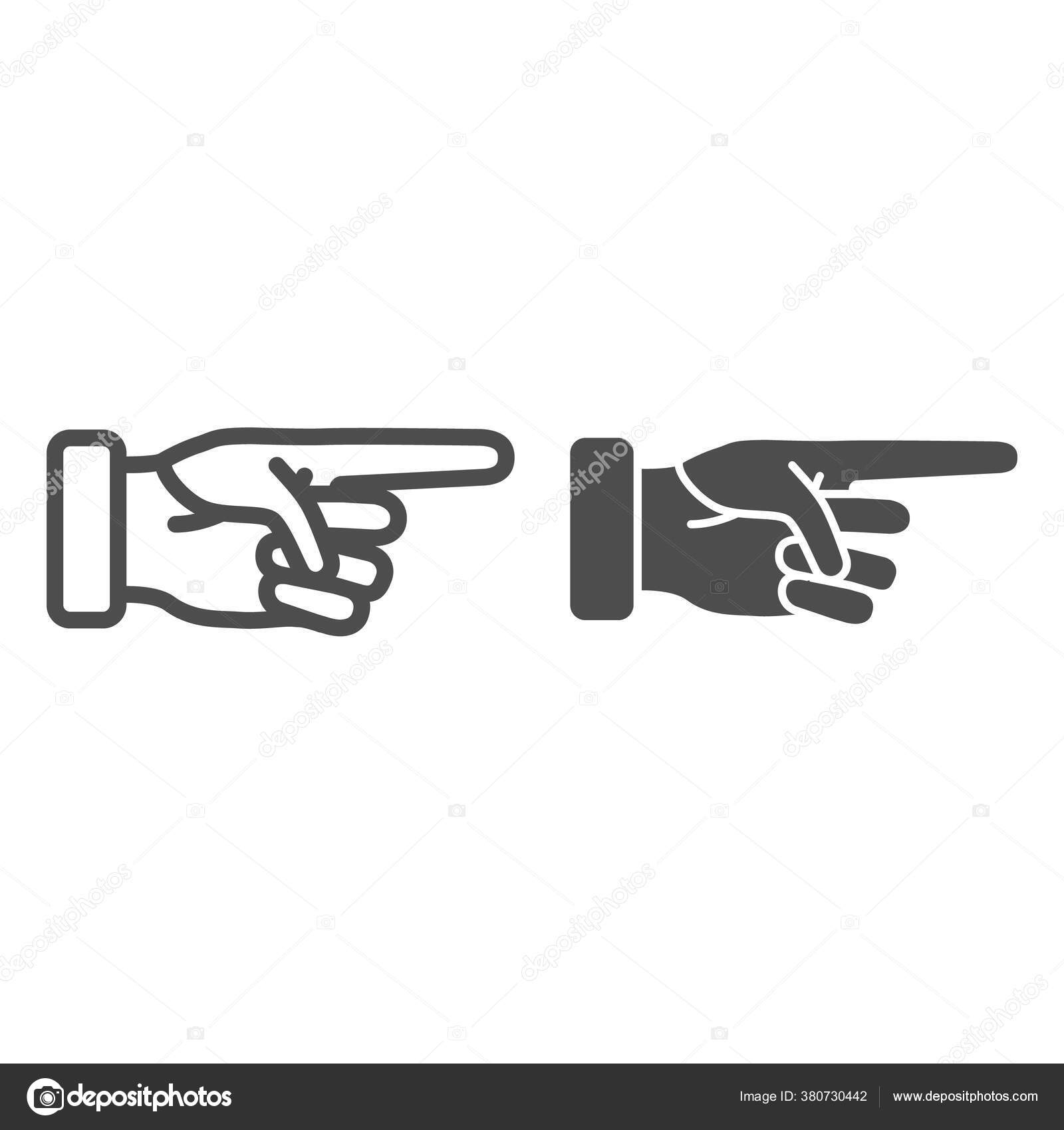 Pointing finger line and solid icon, hand gestures concept, Attention ...