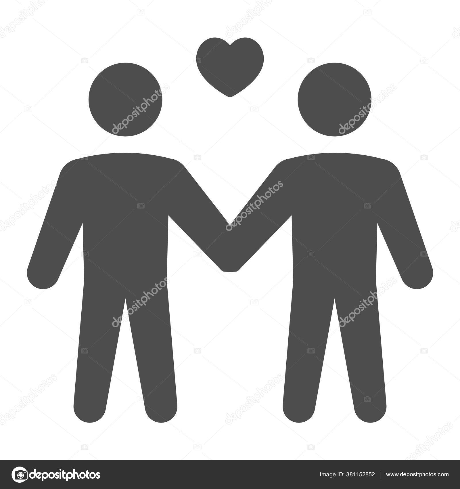 Gay Couple Solid Icon Lgbt Concept Two Men With Heart Sign On White