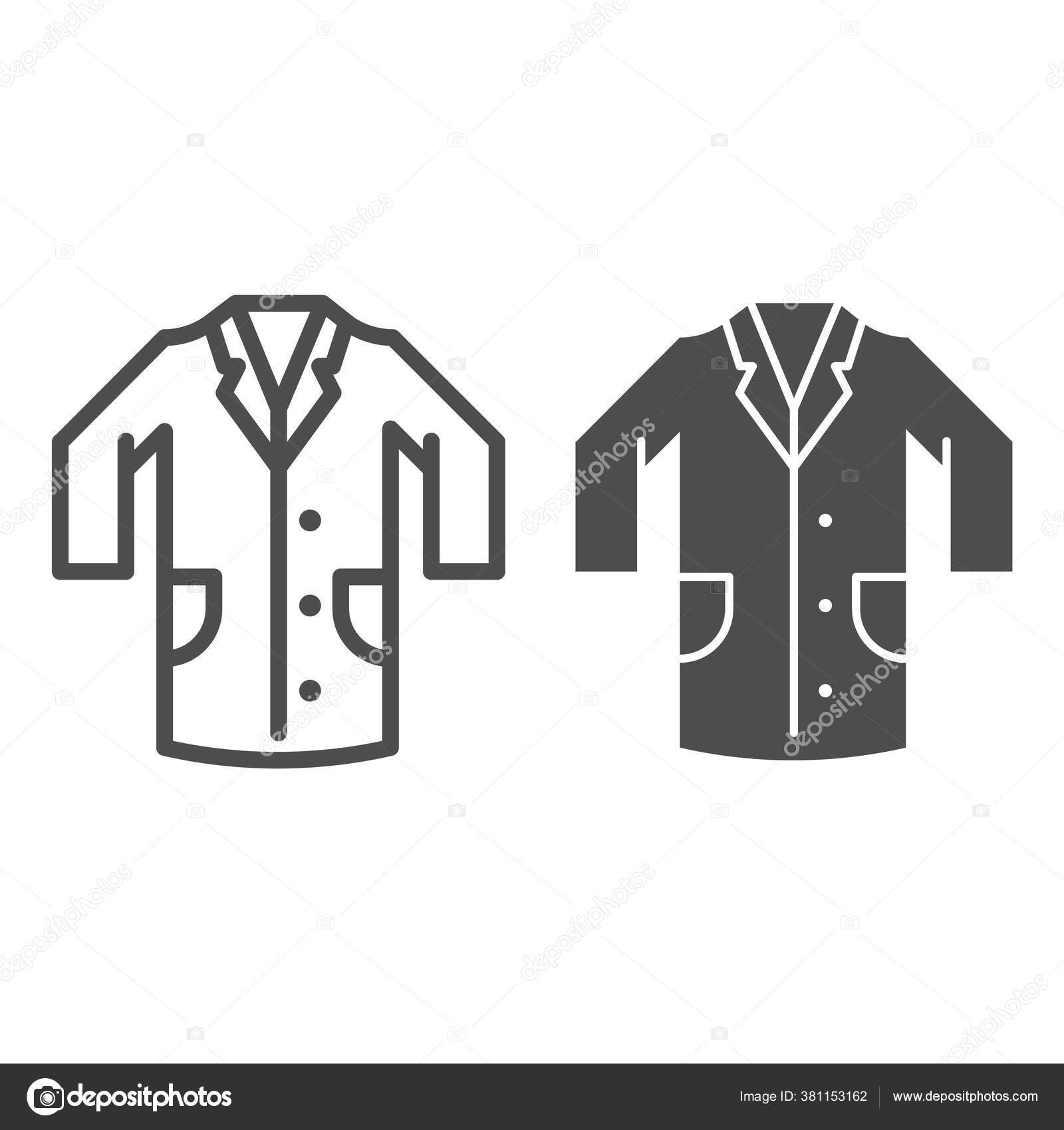 Medical gown line and solid icon, clothes concept, laboratory uniform ...