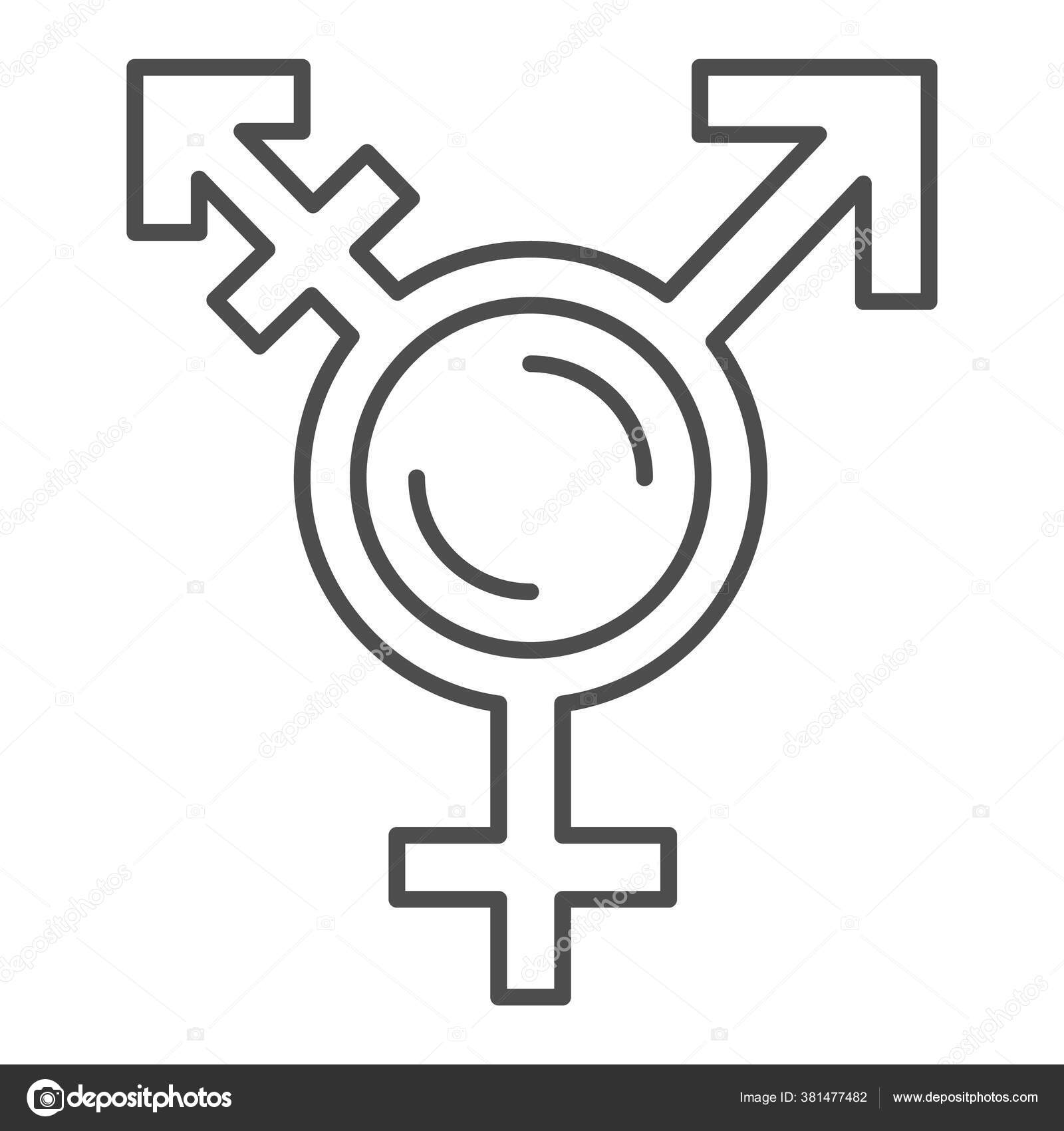 Transgender symbol thin line icon, LGBT concept, symbol combining ...