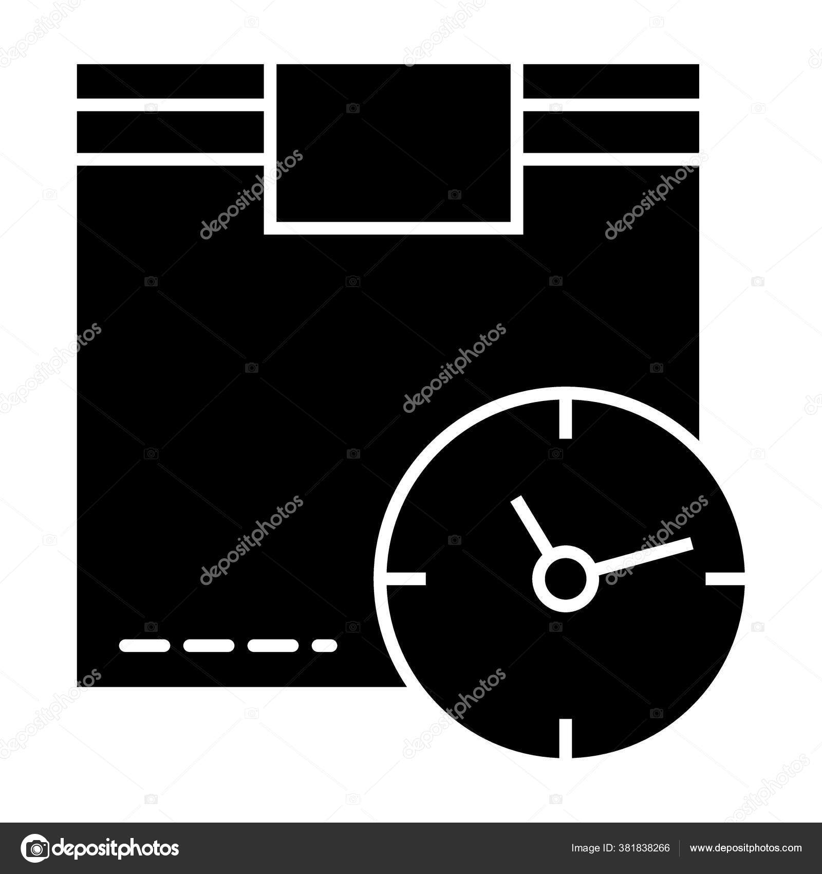 Cargo box and clock solid icon. Package and clock vector illustration ...