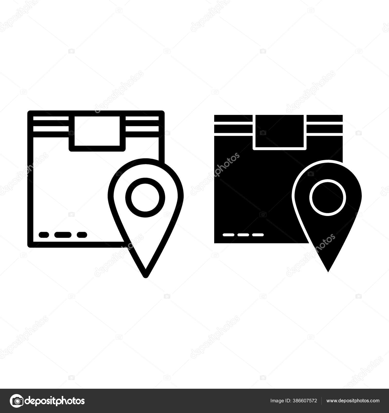 Location box line and glyph icon. Cargo location vector illustration ...