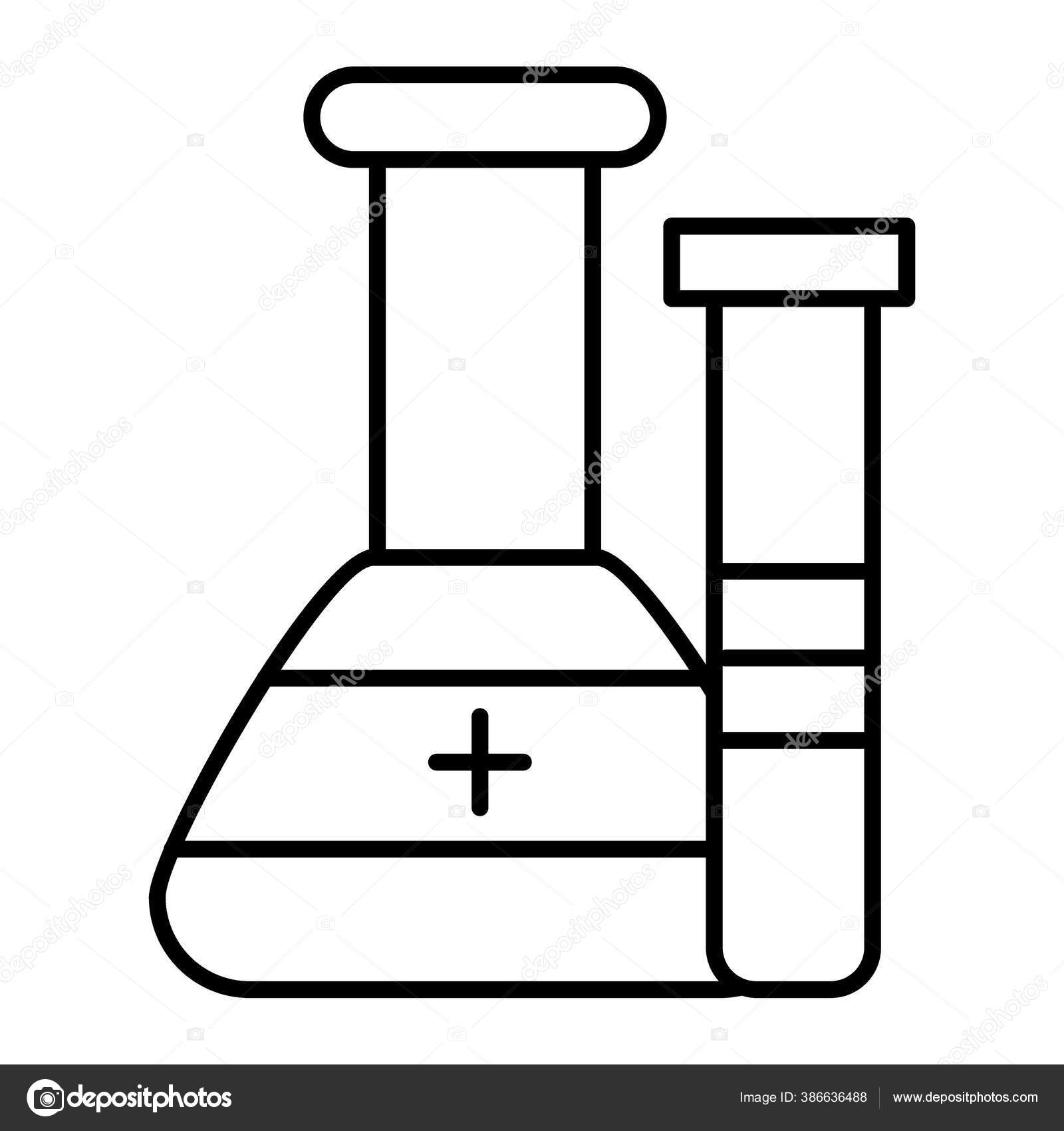 Test tube with cross thin line icon. Medical flask vector illustration ...