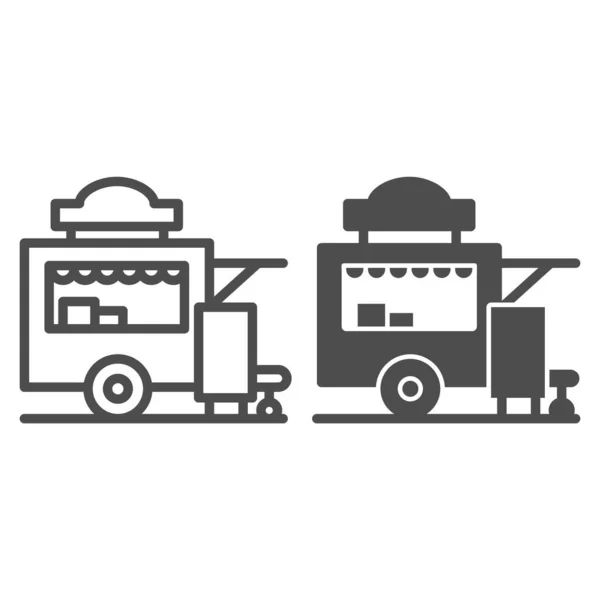 Wheeled stall solid icon. Wheel market, food trolley or street kiosk ...