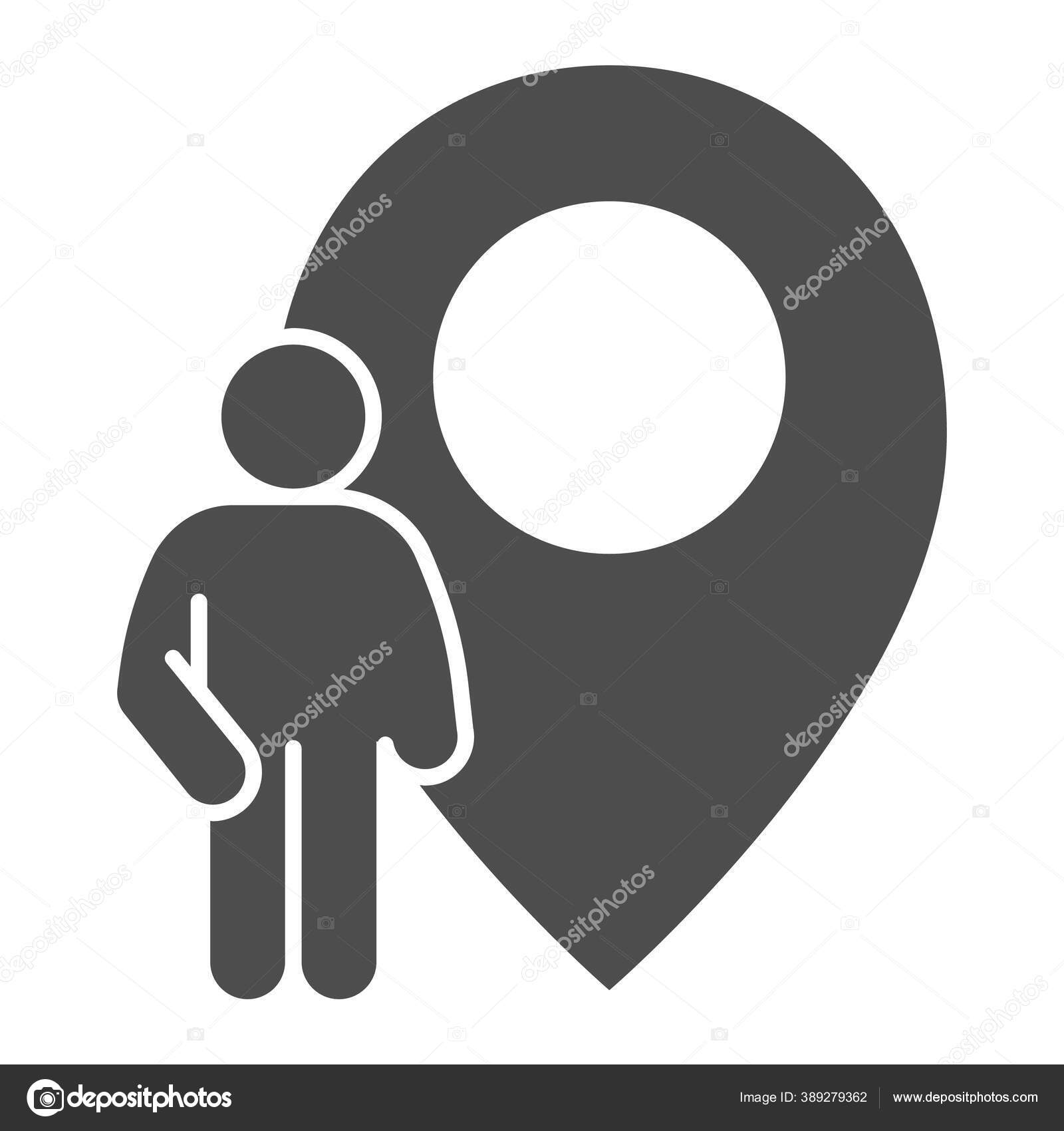 Person with location marker solid icon, Navigation concept, Meeting ...
