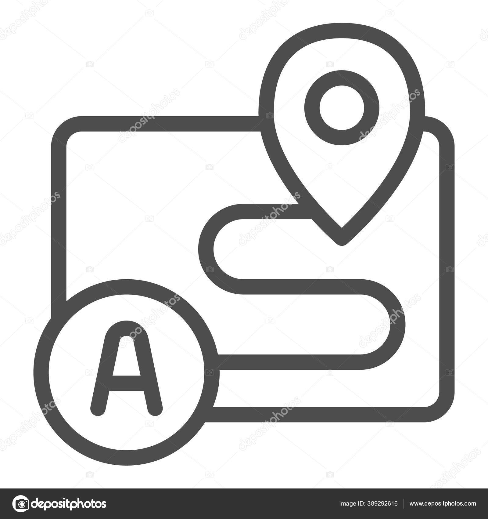 Distance between points with location marker line icon, Navigation ...