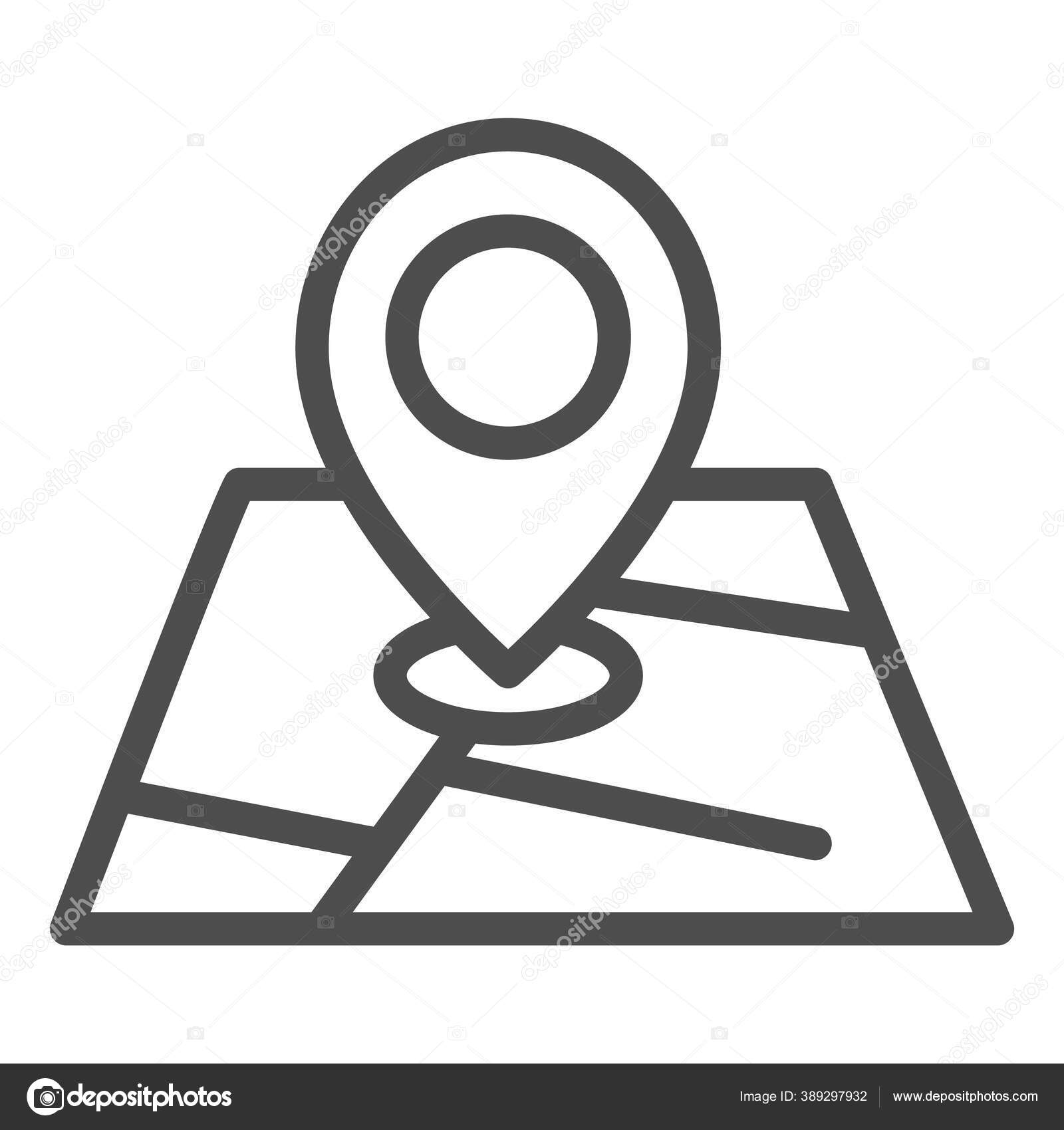 Map and location marker line icon, cartography concept, Geolocation ...