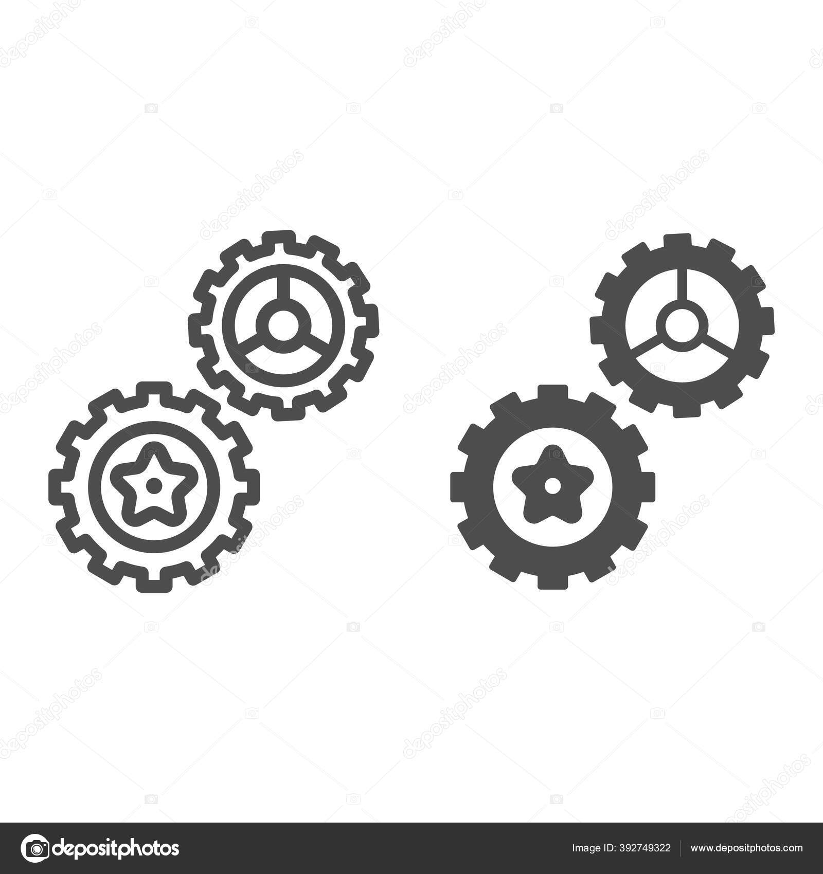 Rotating gears line and solid icon, technology concept, Cogwheel gear ...