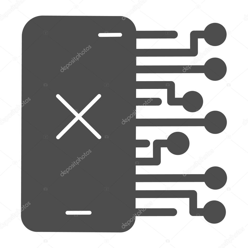 Smartphone sin conexión icono sólido, concepto de problema de pago ...