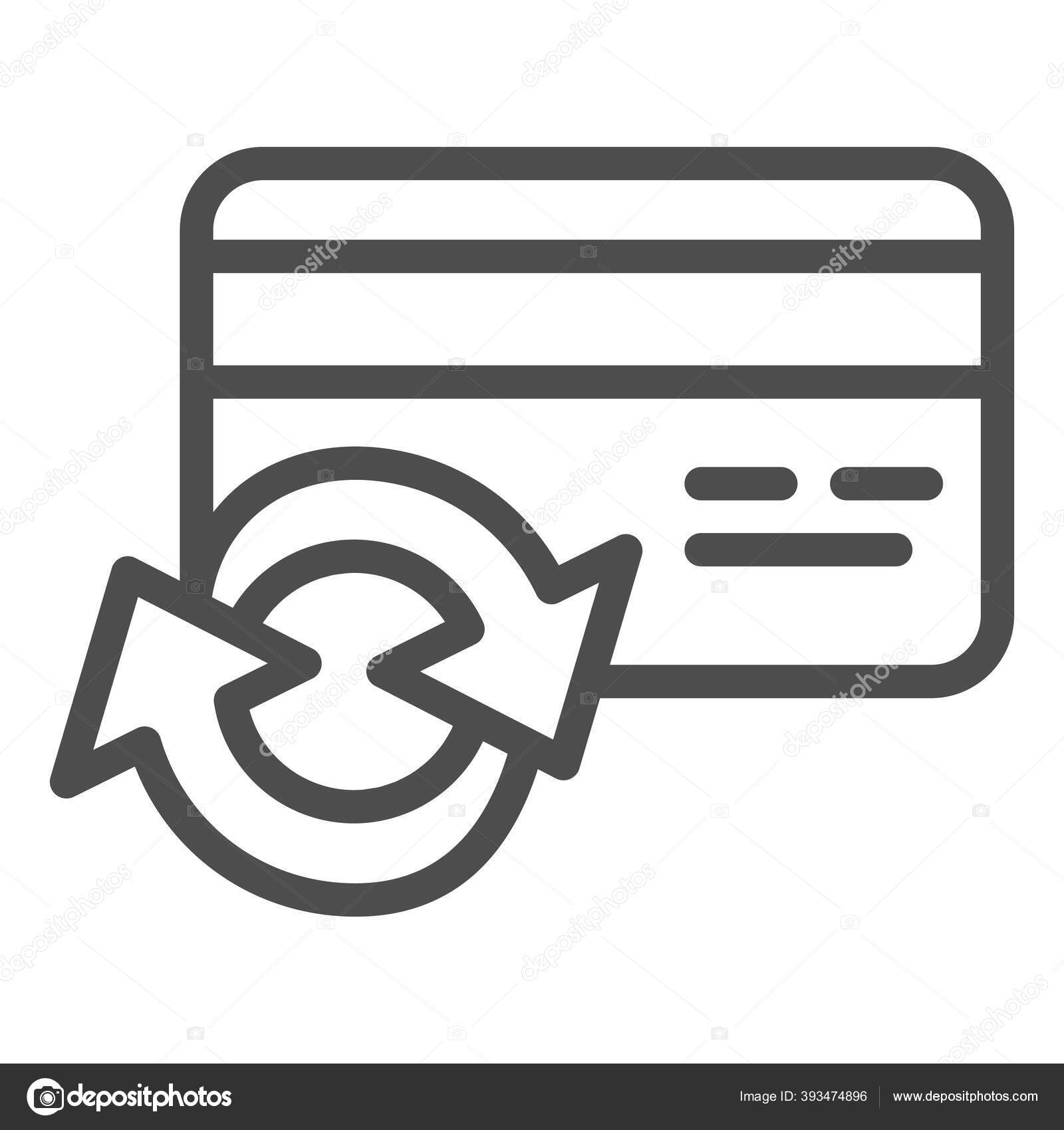 Credit card with round arrow line icon, banking concept, credit card ...
