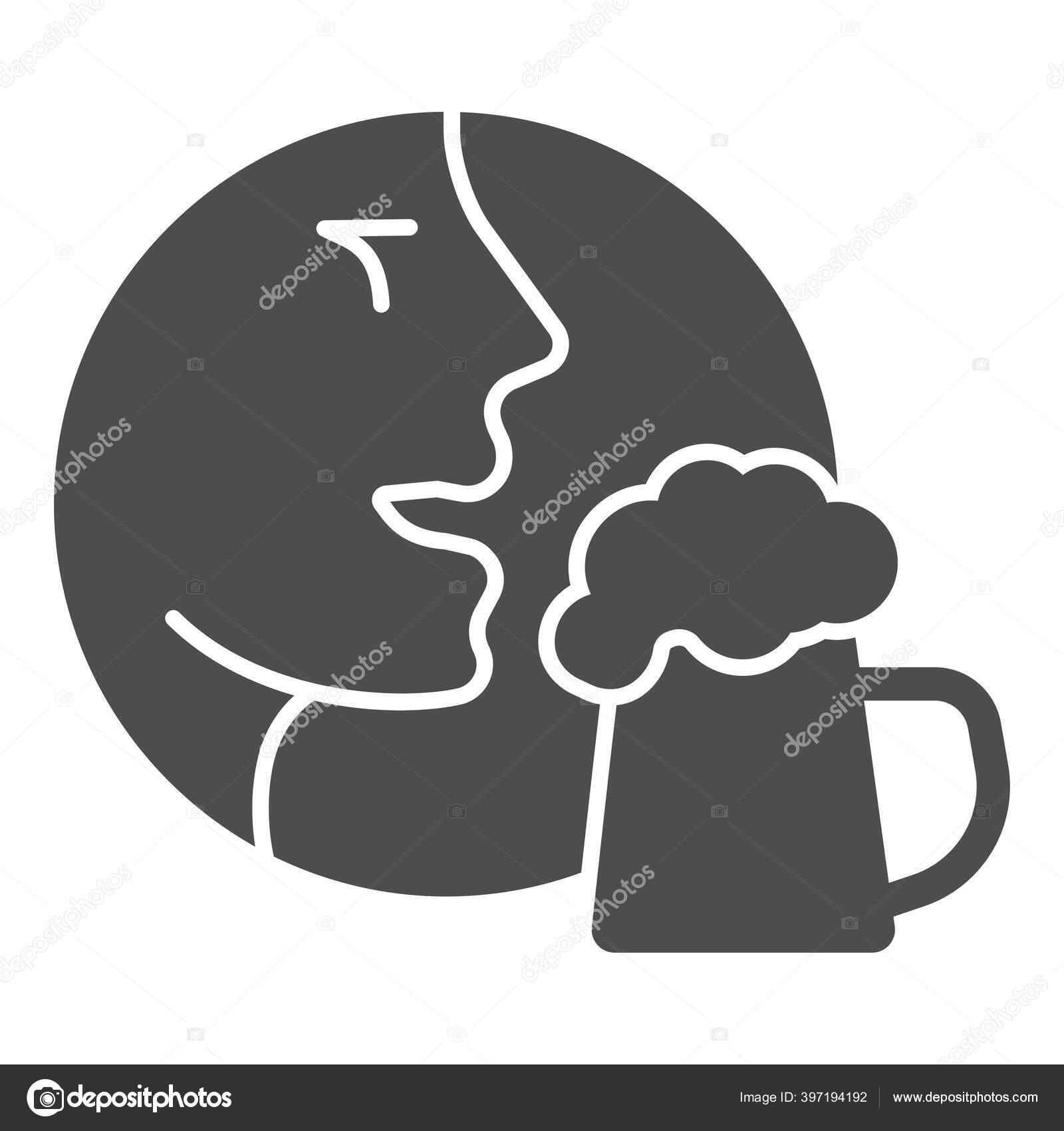 Man face with beer mug solid icon, Craft beer concept, Person with ...