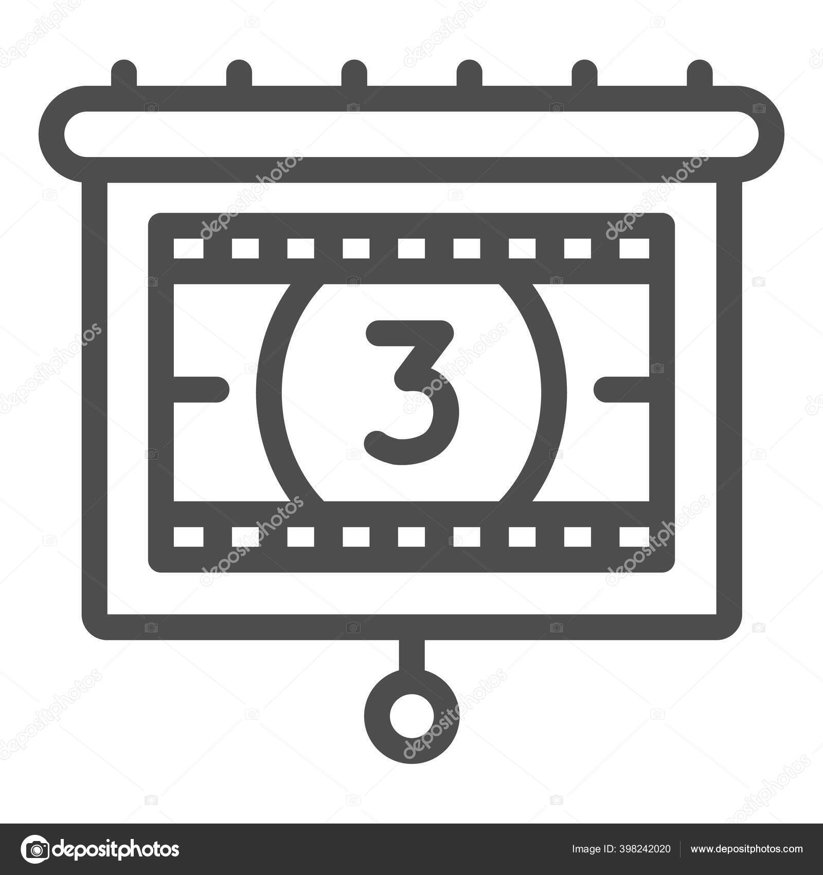 Wall screen for projector line icon, Coworking concept, whiteboard for ...