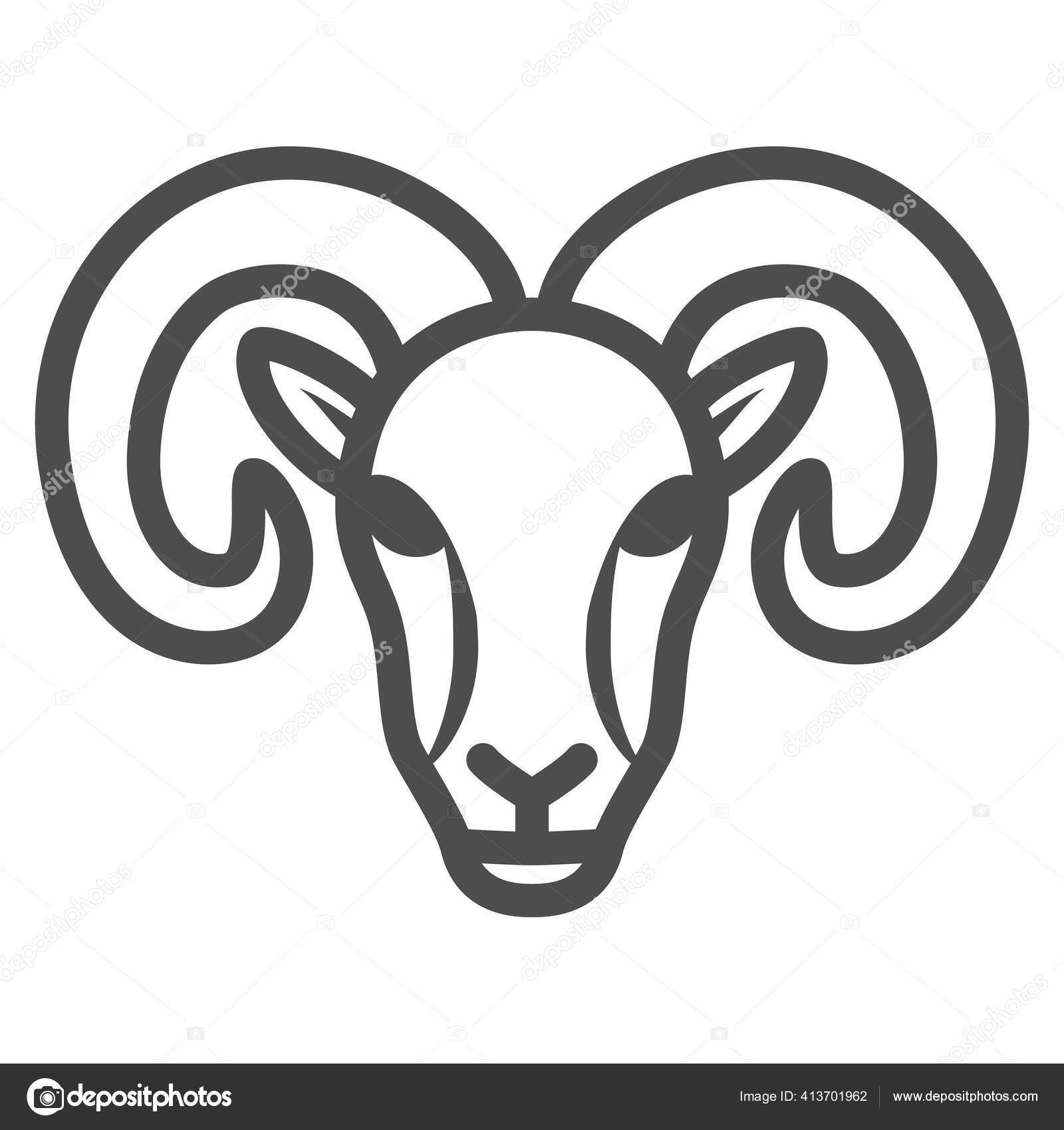 Ram line icon, Farm animals concept, sheep sign on white background ...