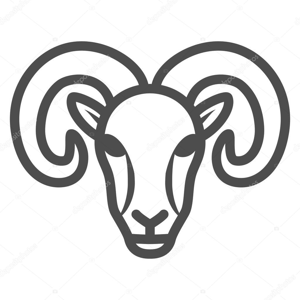 Icono de línea de carnero, concepto de animales de granja, signo de ...