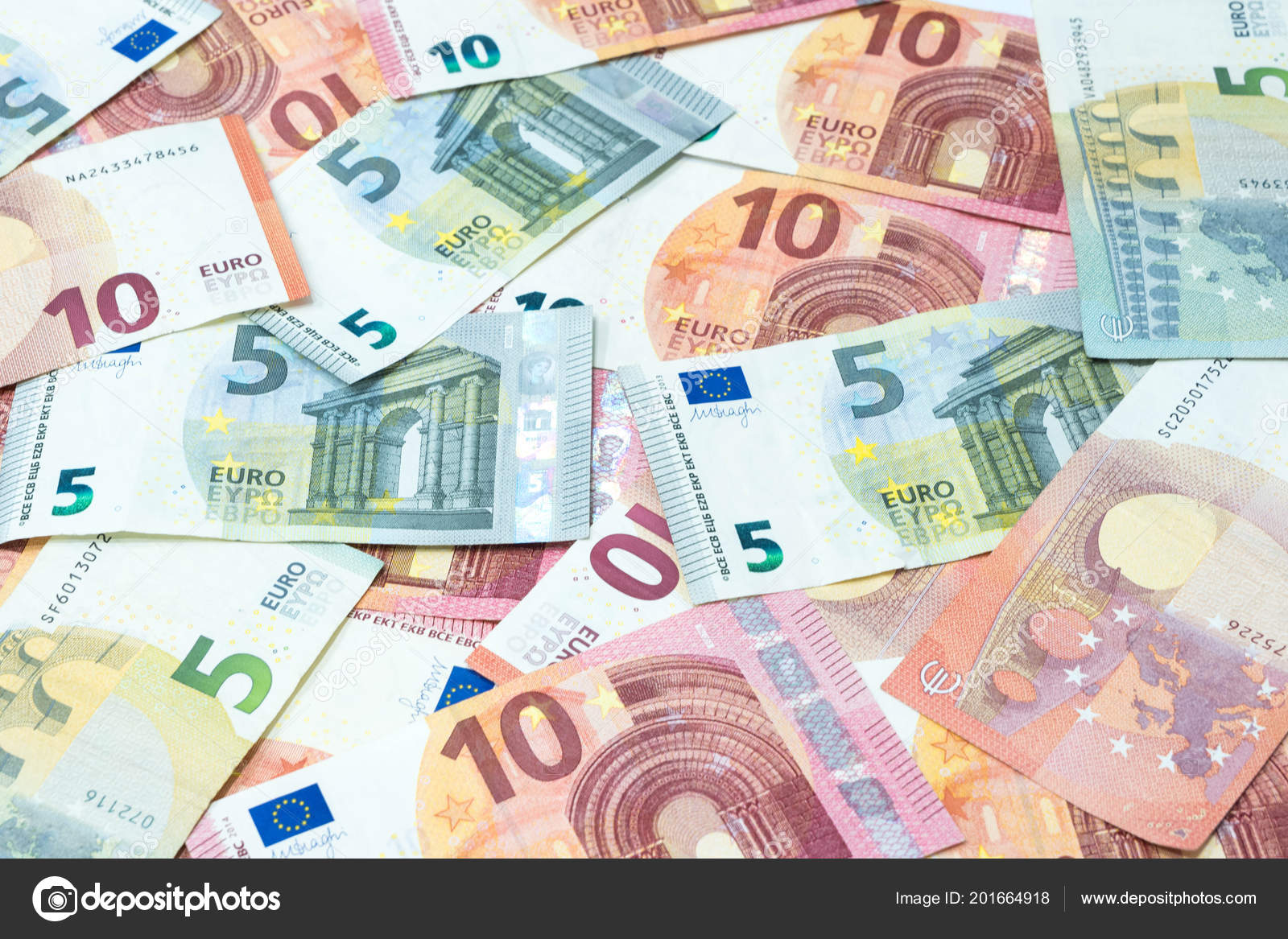Stack Five Ten Euro Banknotes Money Currency Background Stock Photo by ...