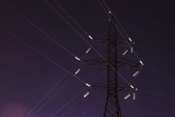 Night powerline exterior Stock Photos, Royalty Free Night powerline ...