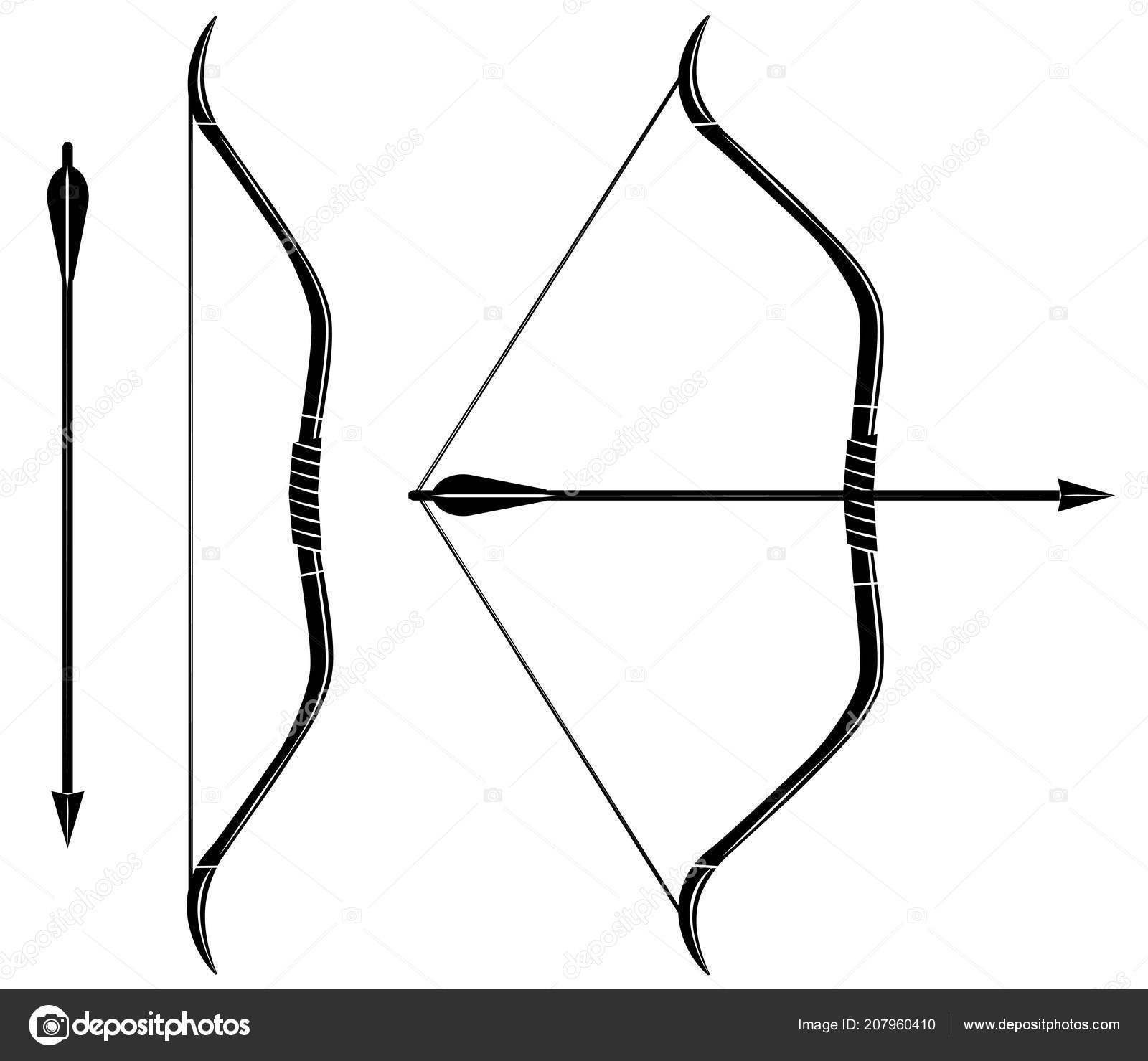 Pijl en boog pictogram vector. Gespannen boog. vectorafbeelding door ...