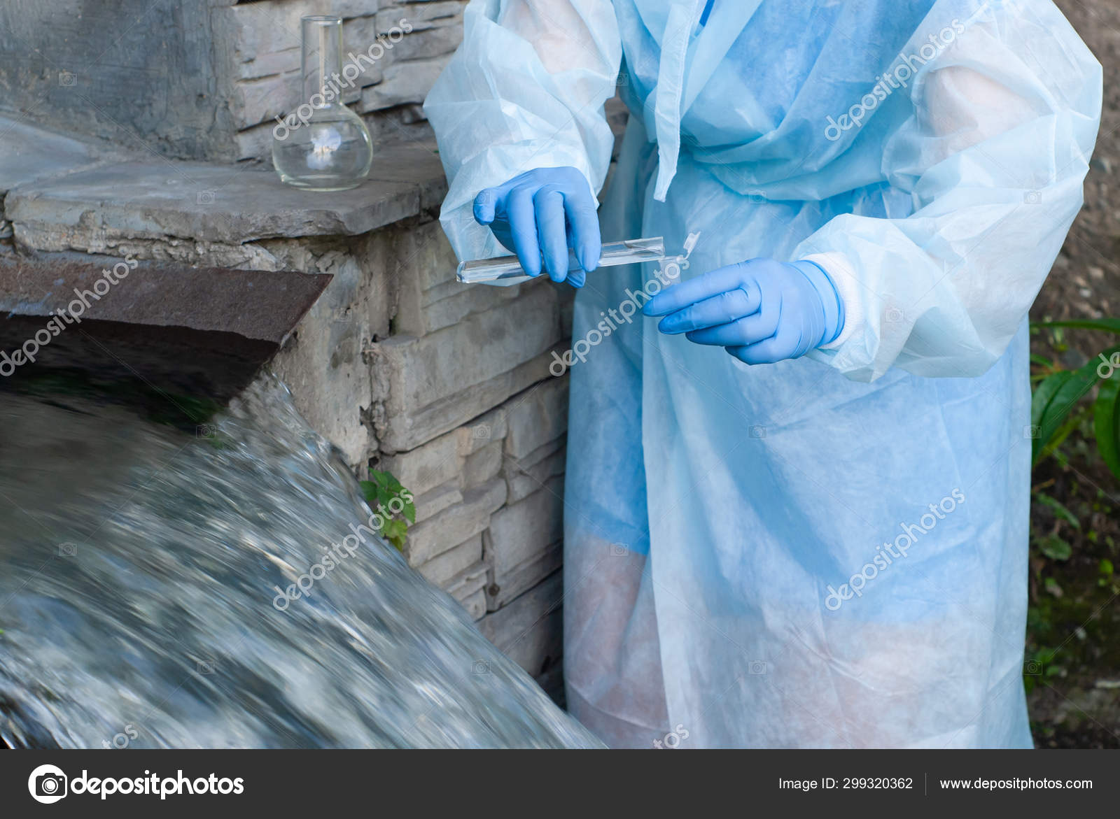 Female sanitary inspector takes a sample of water from urban was Stock ...