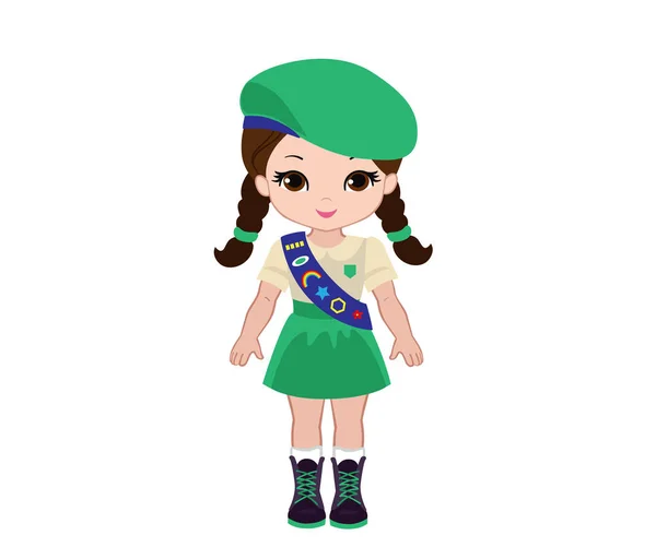 Junior Scout Girl Explorer Girls Camping Digital Kids Stock Vector ...