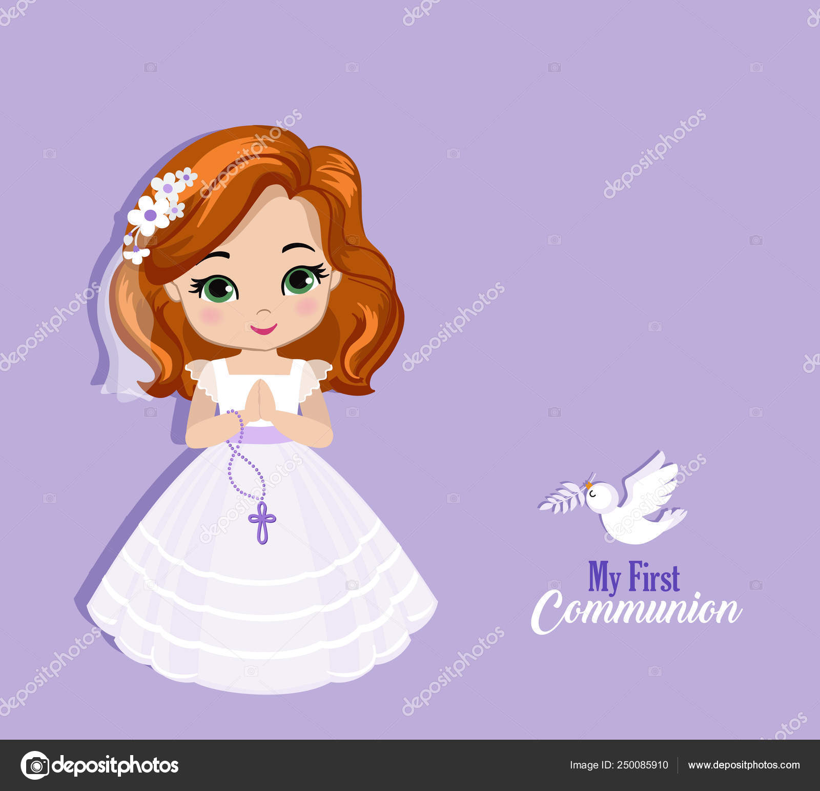 Conjunto de elementos de diseño para Primera Comunión para niñas ...