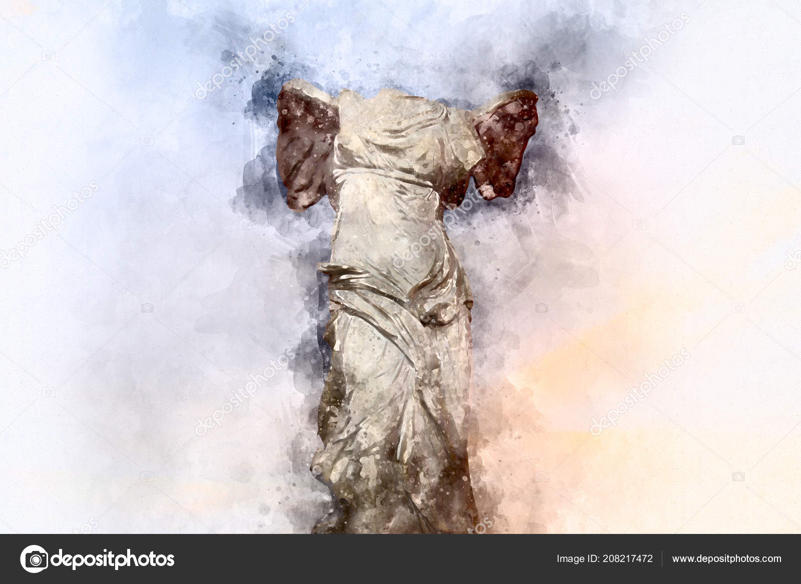 Watercolor Winged Victory Samothrace Victory Samotracia Ancient Art ...