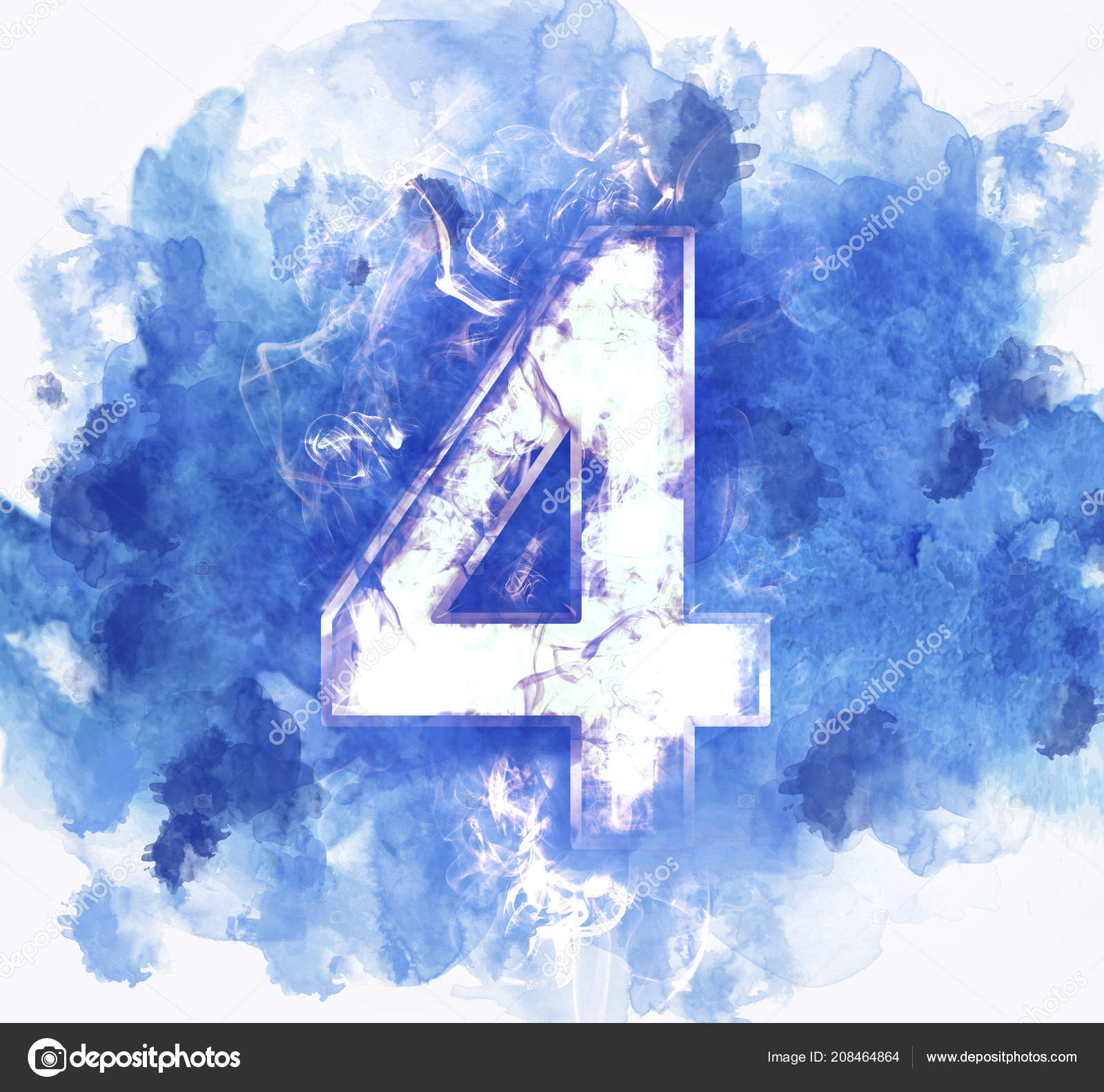 Number Four Abstract Background Watercolor Banner — Stock Photo ...