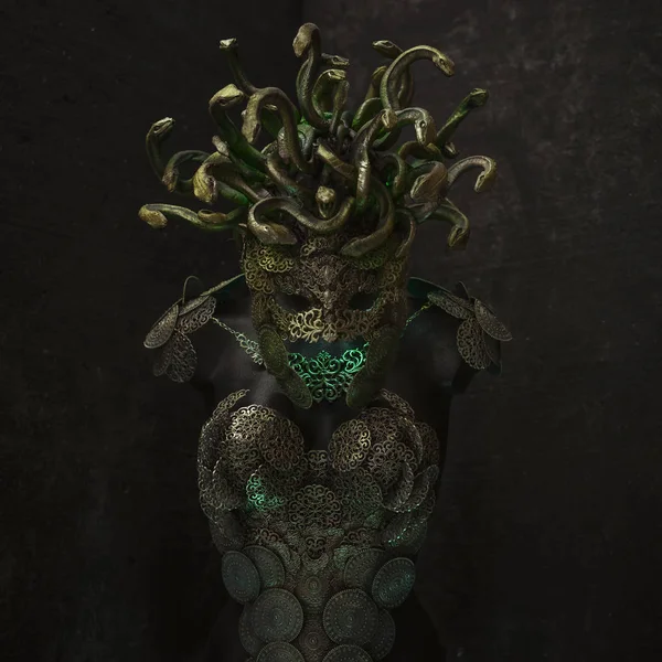 Medusa Creature Greek Mythology Pieces Made Hand Goldsmiths Metals Gold ...