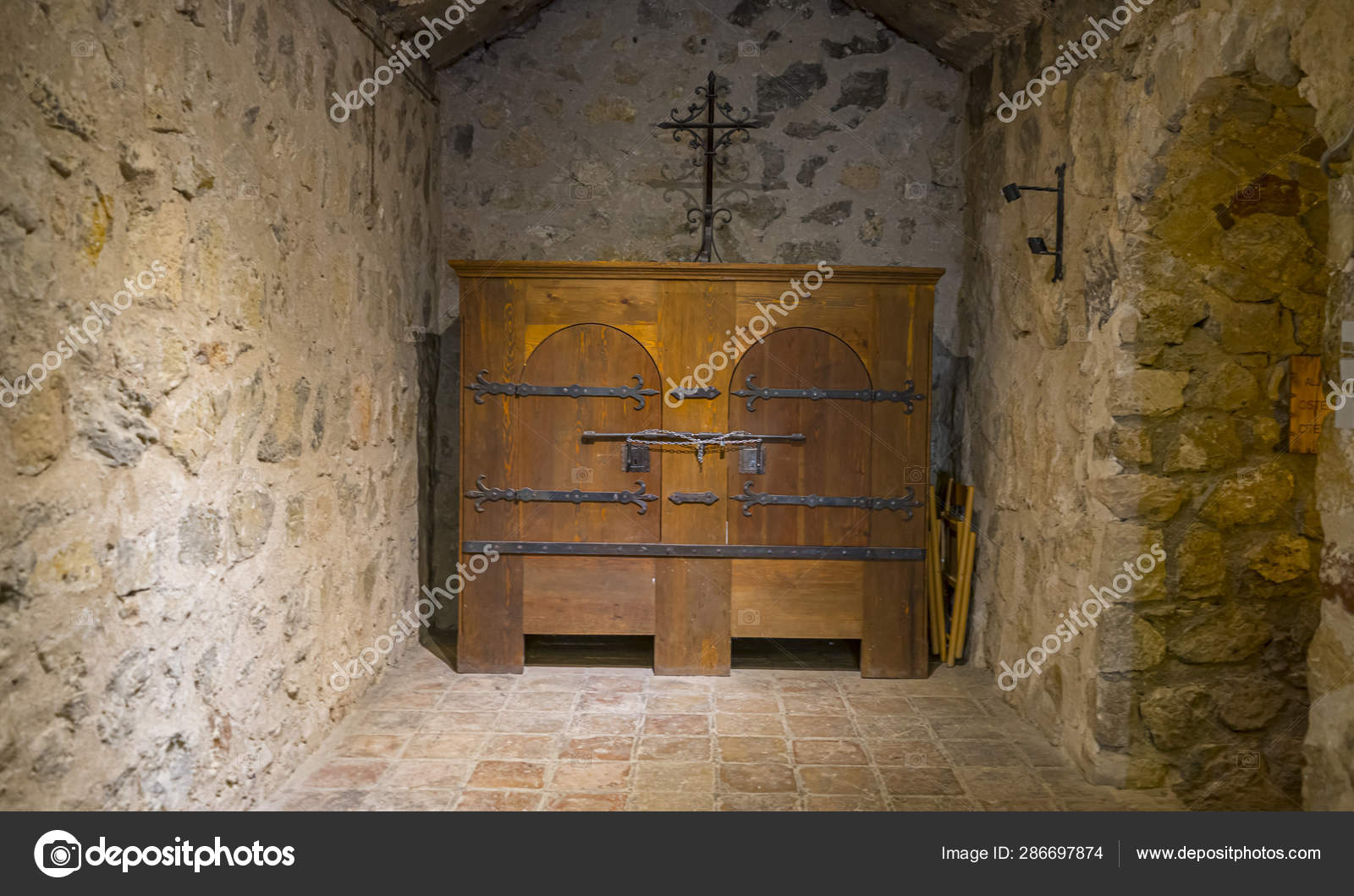 Interior of a medieval castle in Toledo, Spain. Stone rooms with Stock ...
