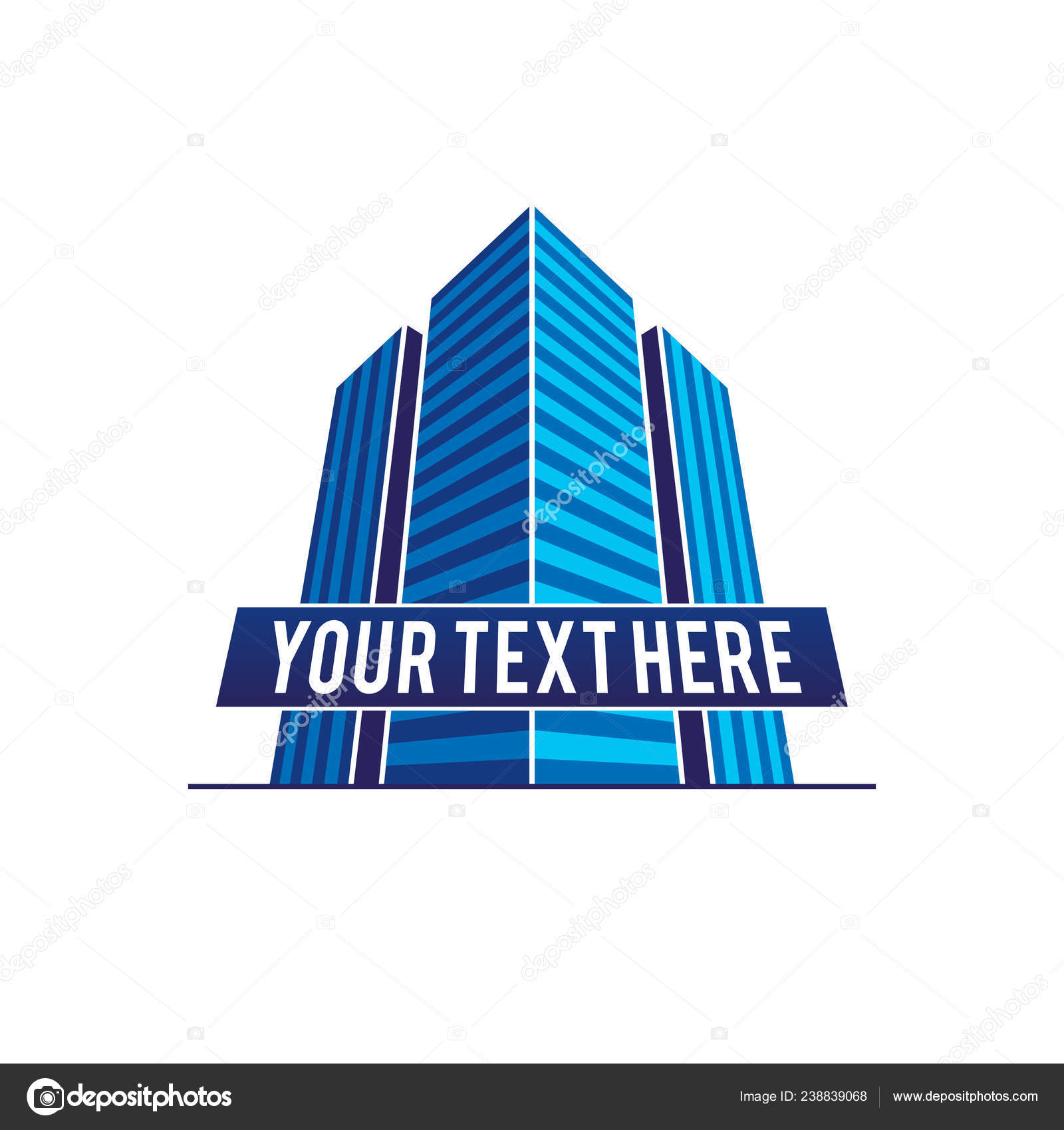 Vector Group Three Modern Skyscrapers Isolated Blue Office Buildings ...