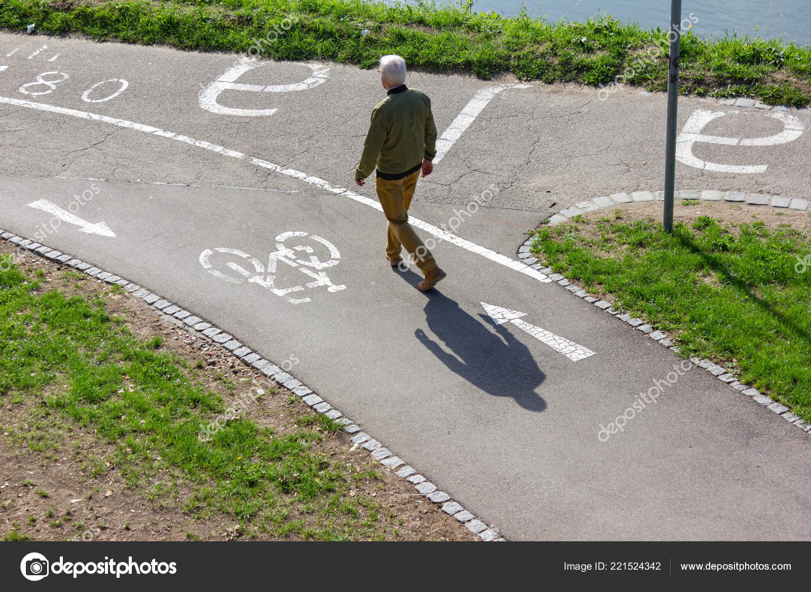Senior Man Walking Riverside German Ulm City — Stock Editorial Photo ...