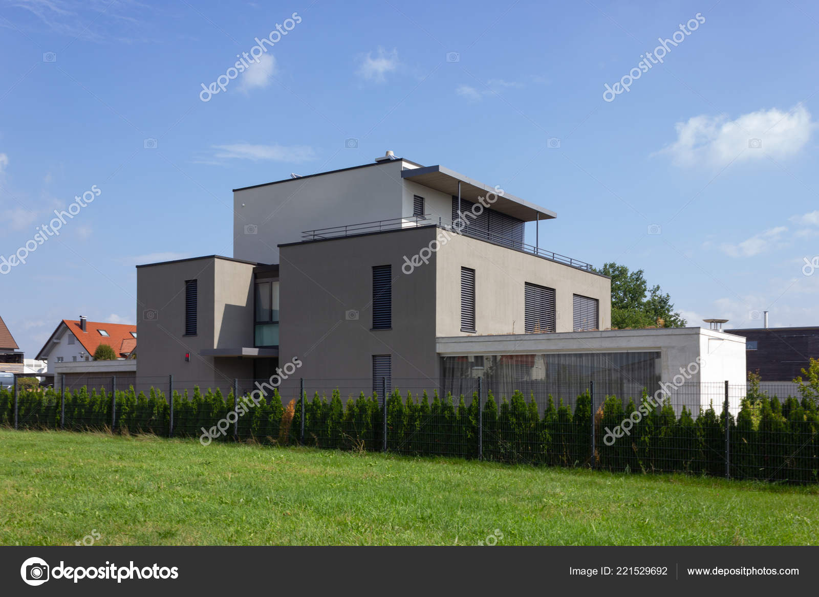Modern Villa Building Facades Details Village South German Bavaria ...