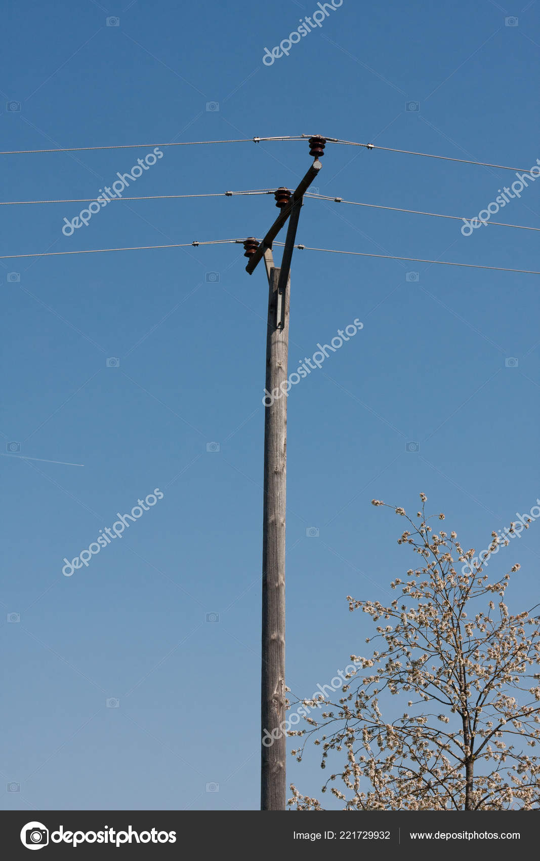 Powerline Blue Color Sky — Stock Photo © rudolfgeiger #221729932