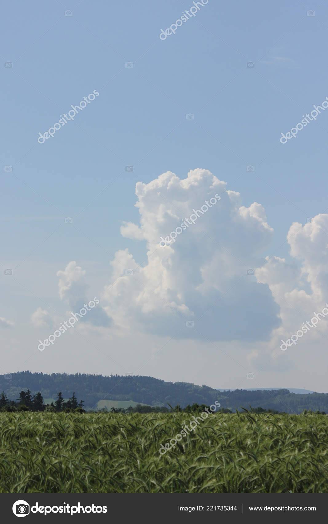 Very Sunny Day June South Germany You See Summer Cumulus — Stock Photo ...