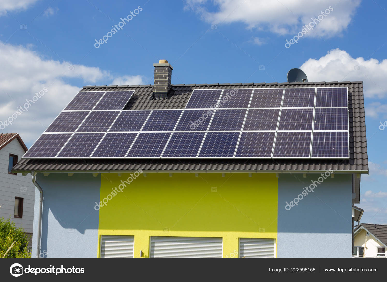 Solar Panel Rooftop South German Rural Village Springtime City ...