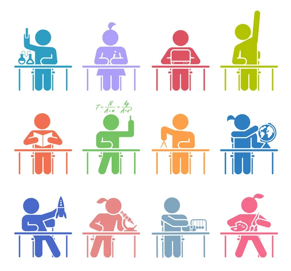 School days. Pictogram icon set. School children. Stock Vector Image by ...
