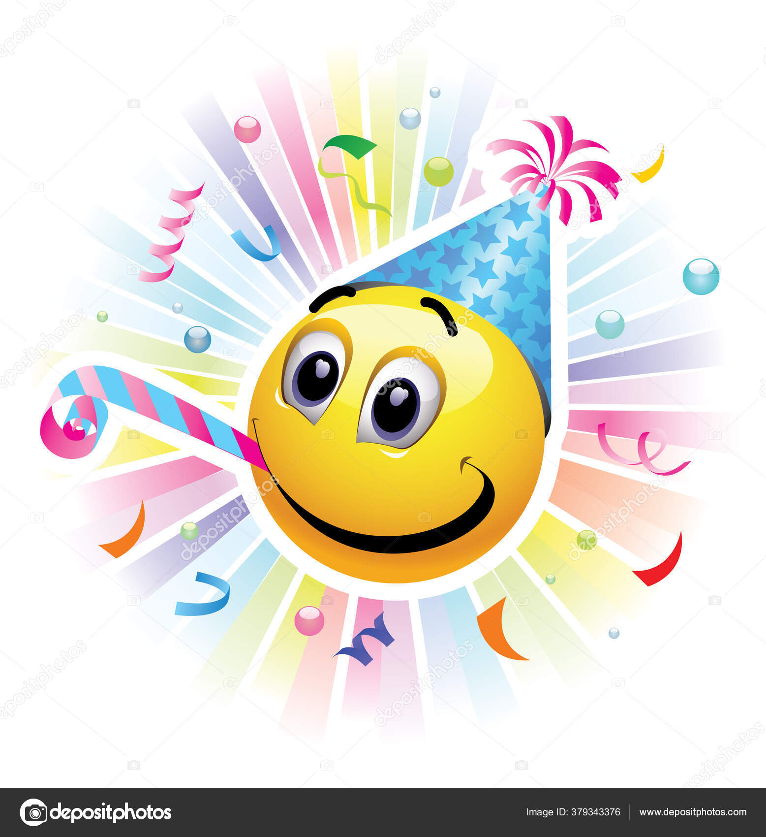 Smiley Vrolijk Heeft Plezier Het Feest stockvector door ©dejanj02 379343376