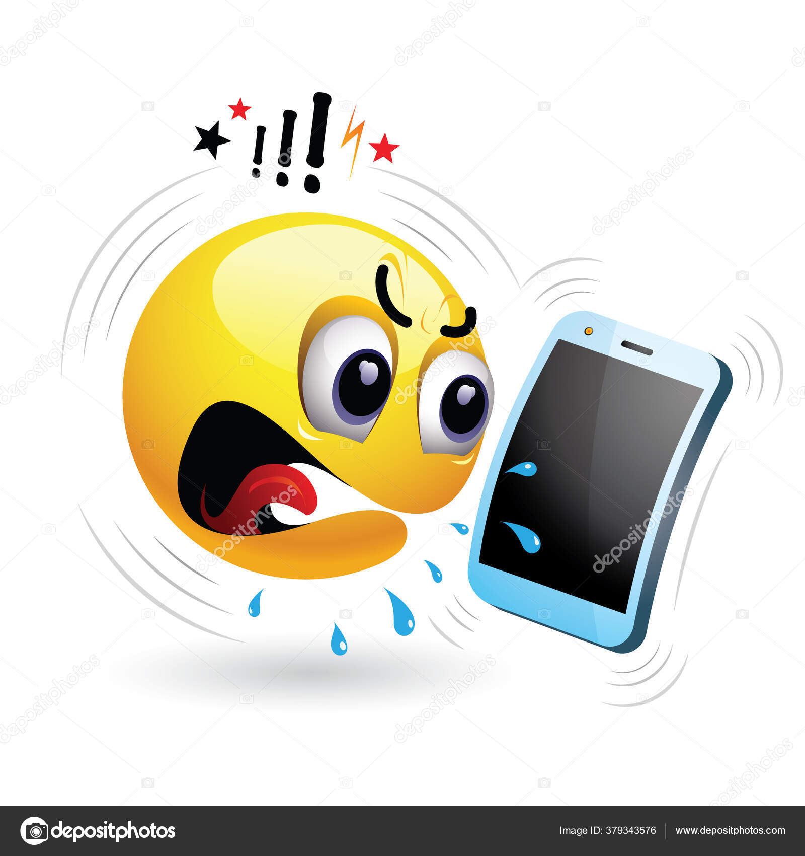 Vector Illustration Smiley Getting Angry Yelling Phone Talk Stock ...