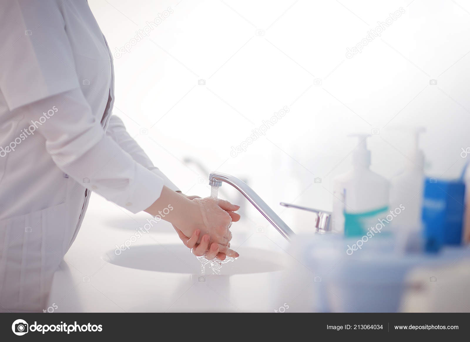 Young Female Doctor Medical Uniform Washing Hands Concept Modern ...