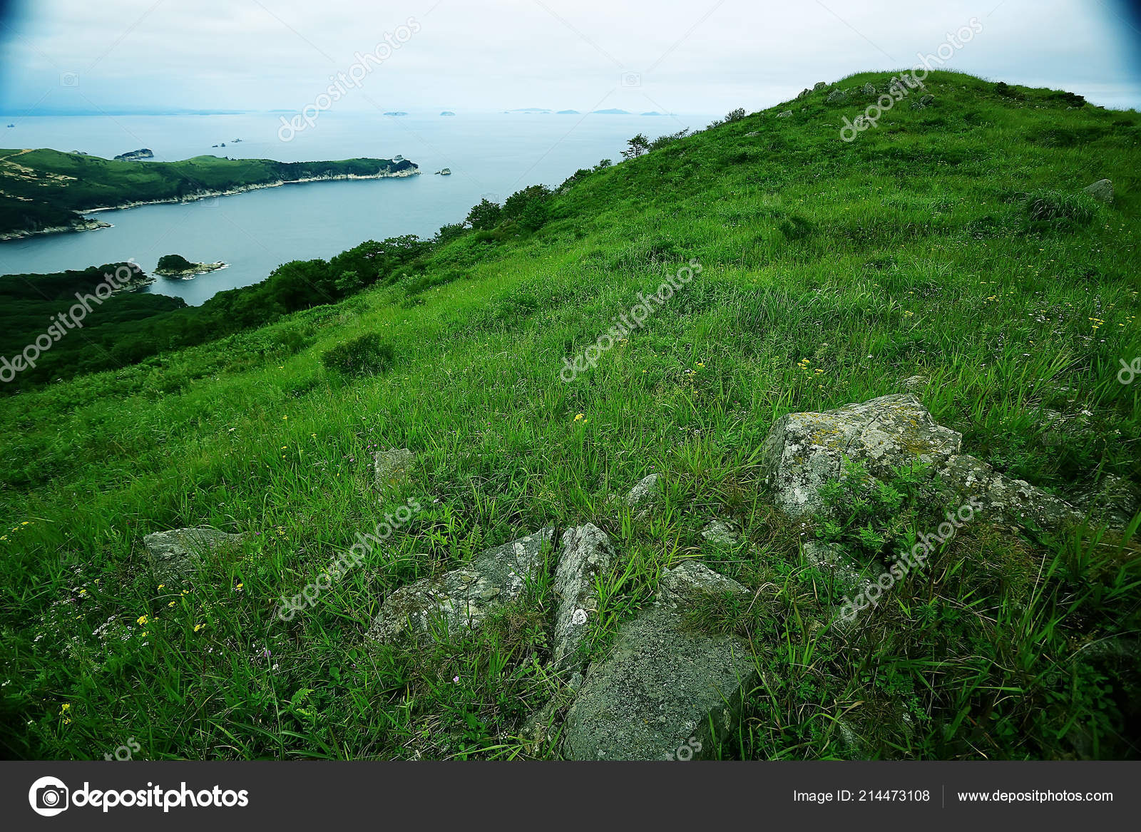 High Seashore Greenery Cliff Amazing Nature Stock Photo by ©xload 214473108