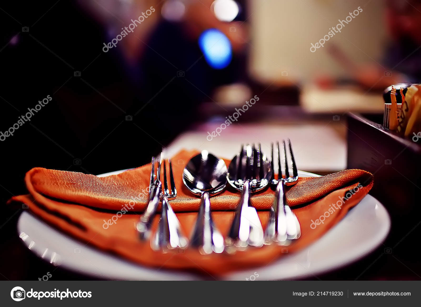 Serving Restaurant Fork Knife Interior View Restaurant Table Served ...