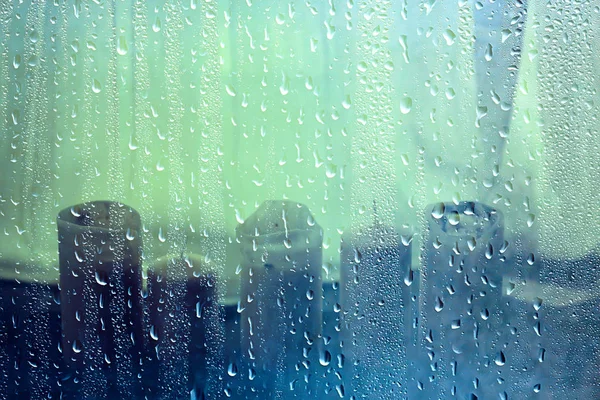 rain window autumn park branches leaves yellow / abstract autumn ...