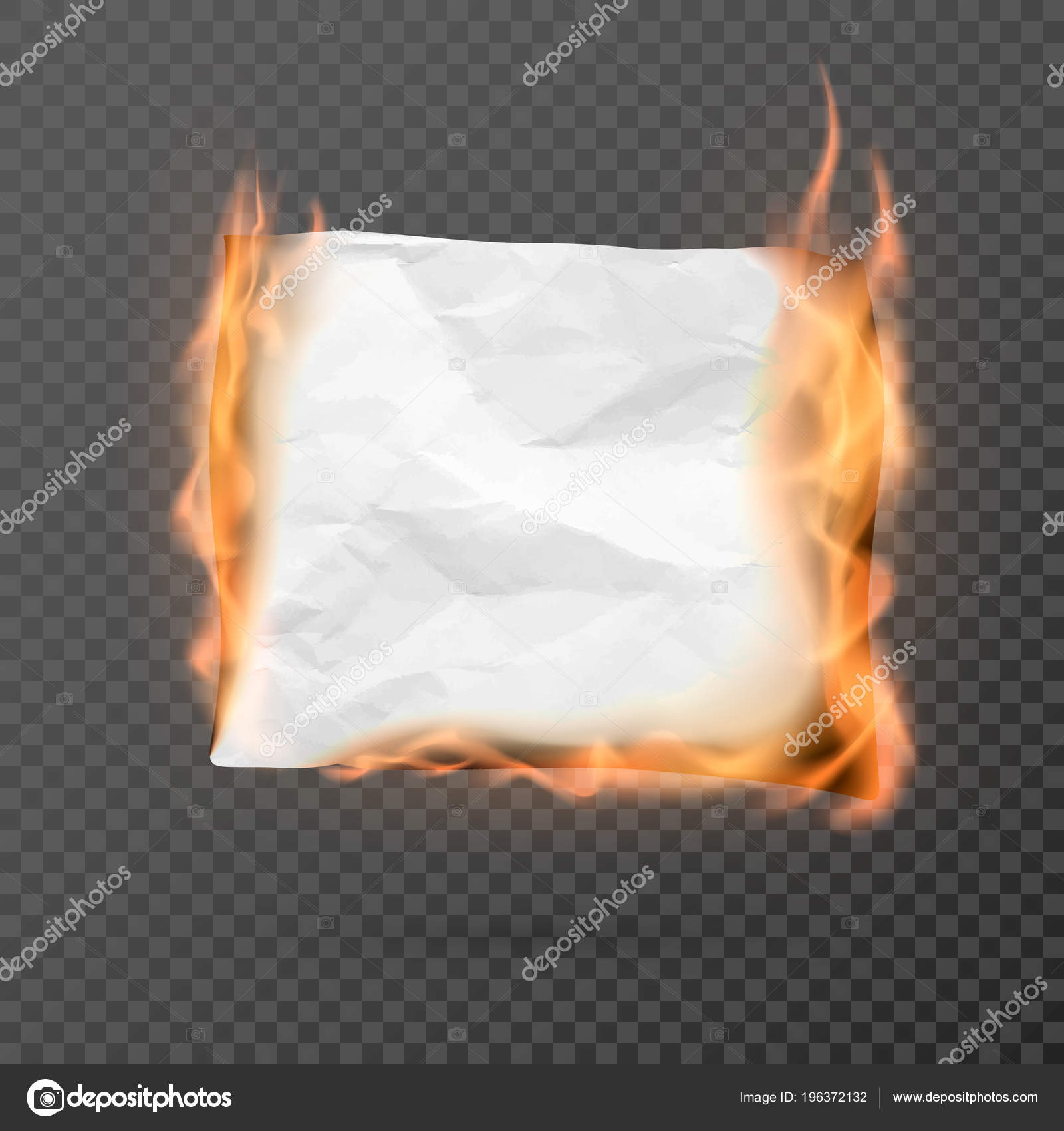 Burning Piece Crumpled Paper Copy Space Crumpled Paper Blank Creased ...