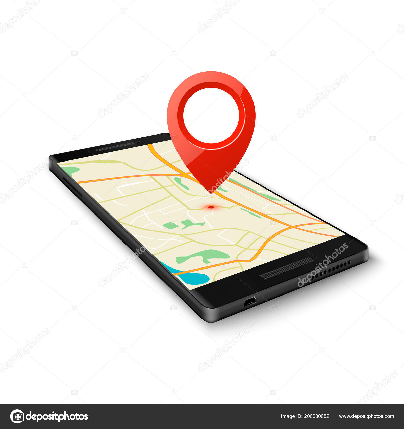 Black Smartphone Map Gps Navigation Application Pin Point Current ...