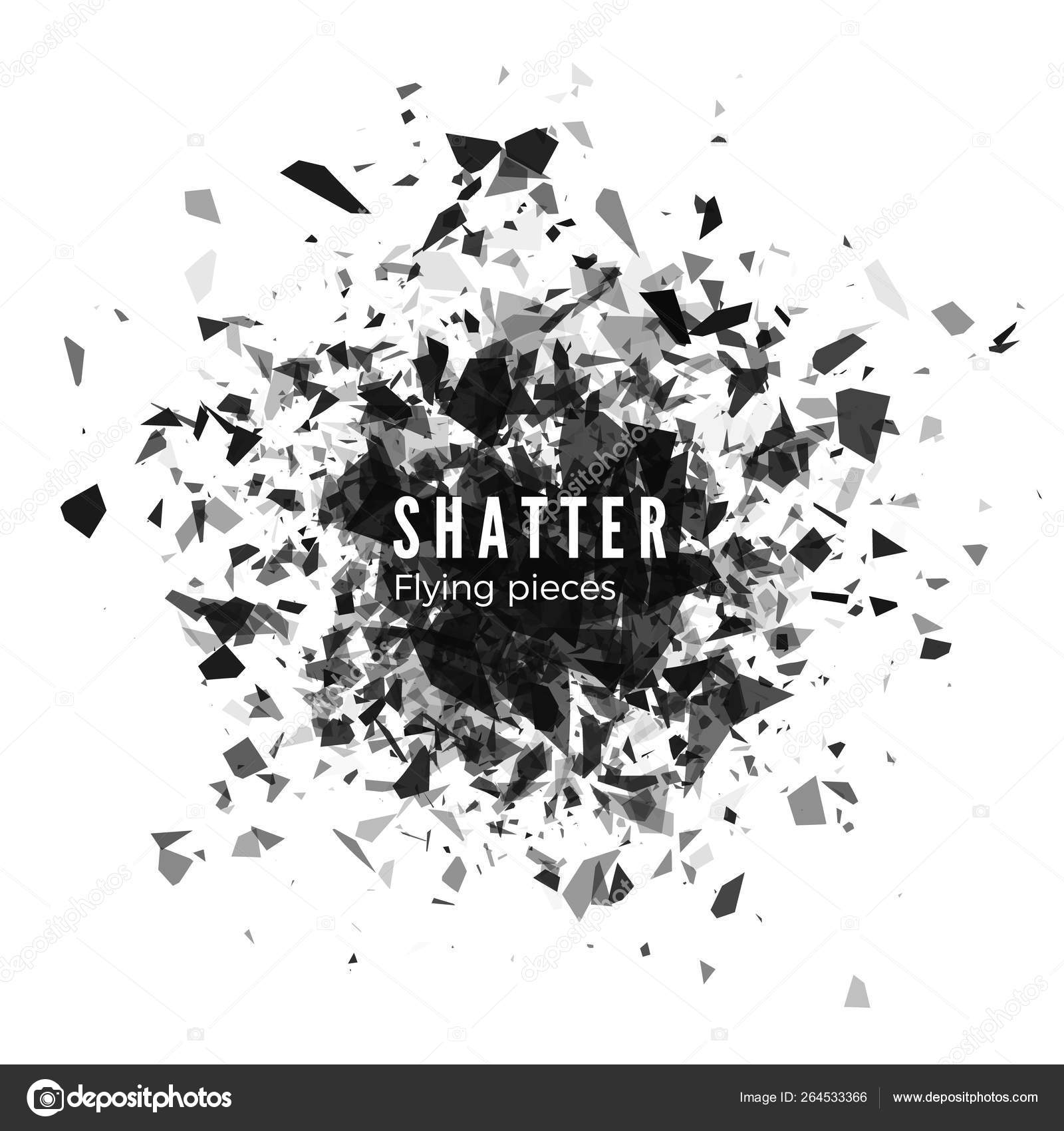 Shatter and destruction effect. Abstract cloud of pieces and fragments ...