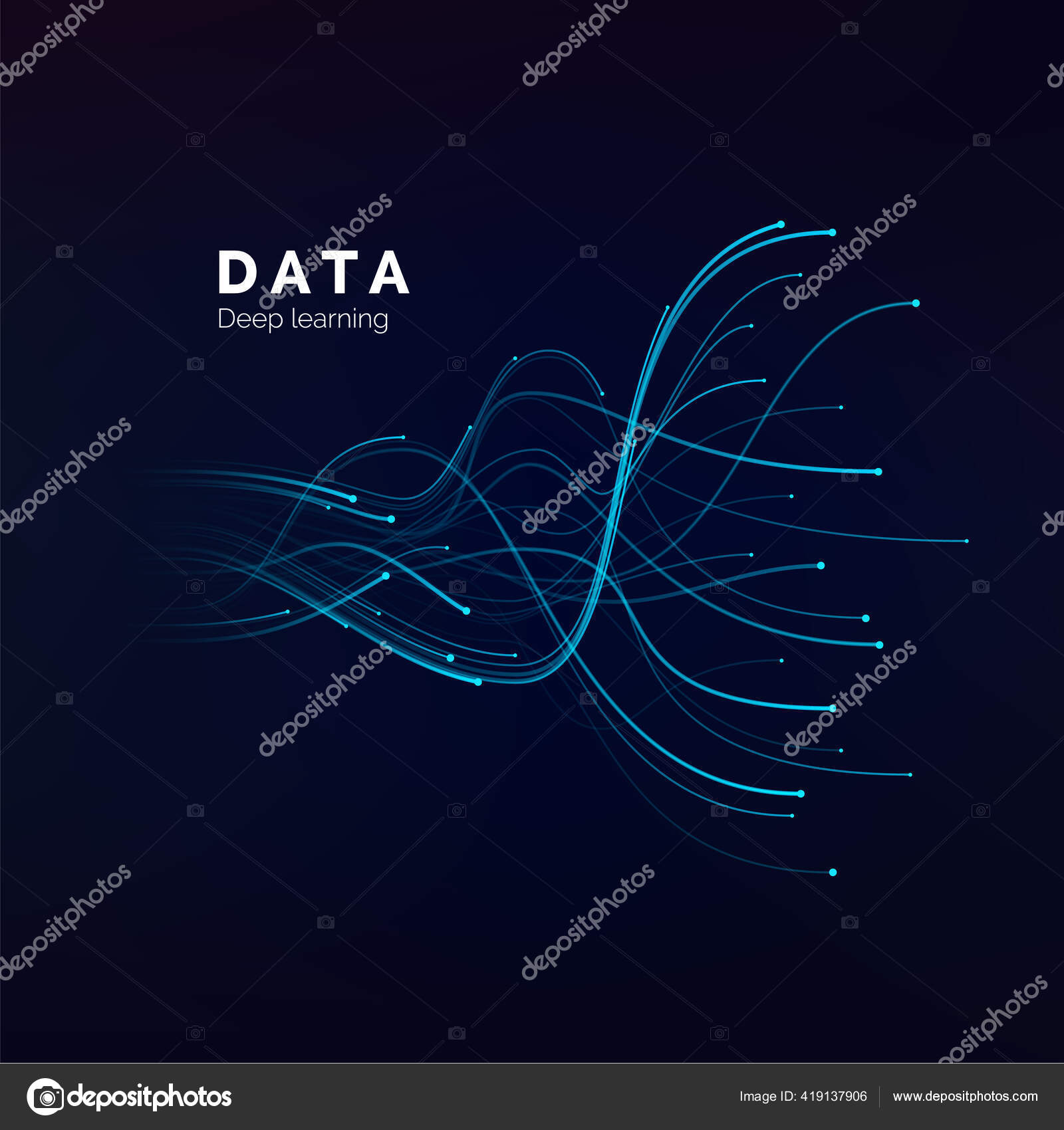 Data Visualization Deep Learning Big Data Concept Abstract Blue Waves ...