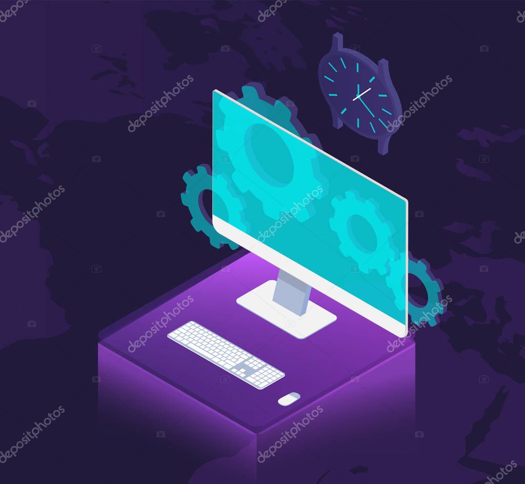 Concepto de Desarrollo Web, programación y codificación. Ordenador con ...